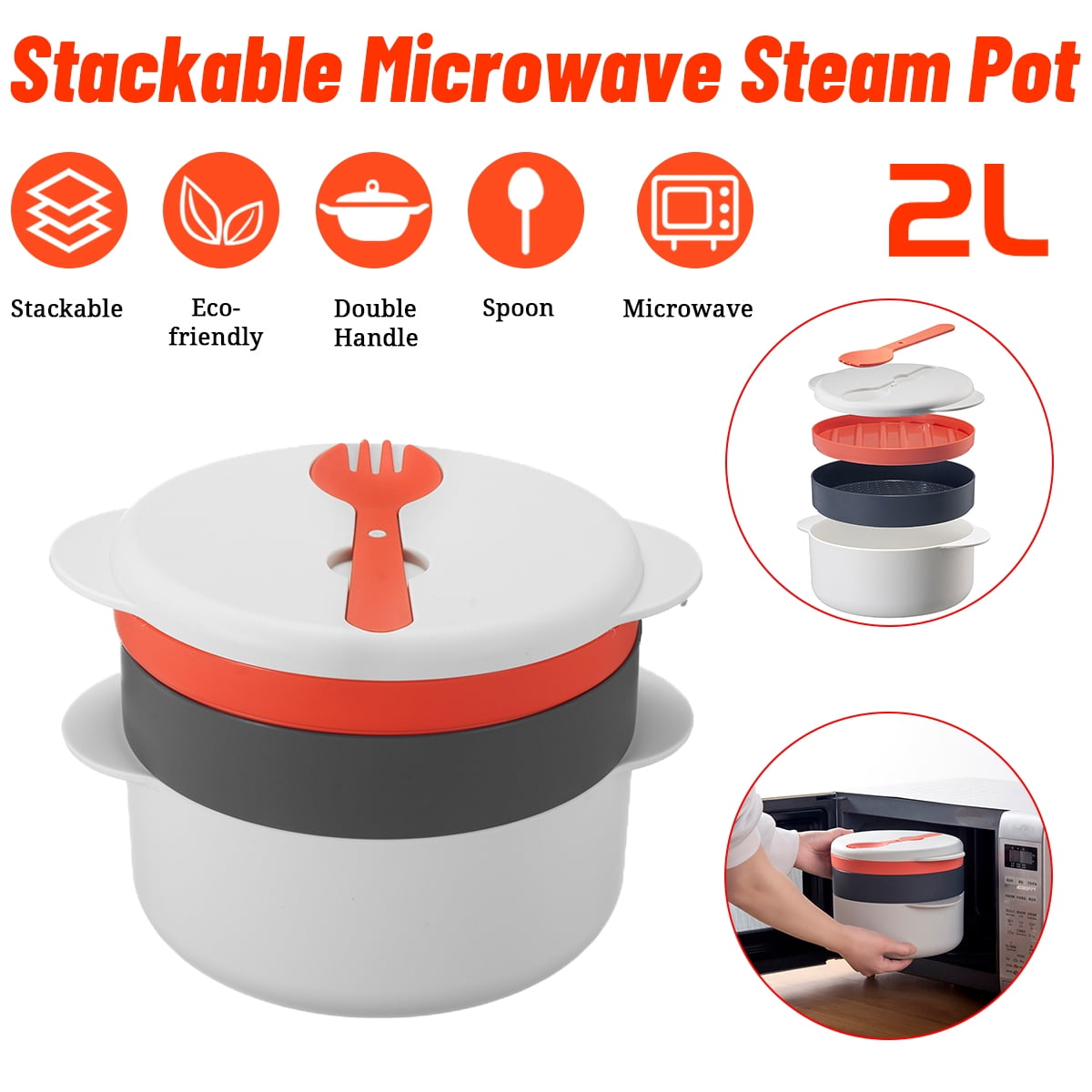 Kitchen Plastic Microwave Oven Steamed Vegetable Container Multi ...