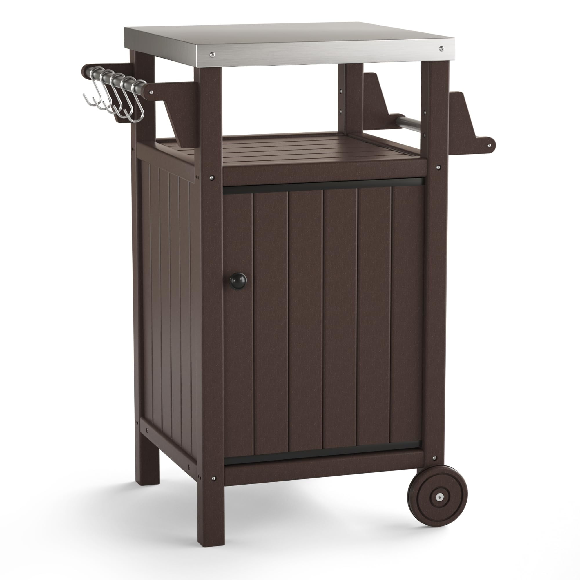 TORVA Outdoor BBQ Grill Bar Cart with Wheels, Patio Prep Station, All ...