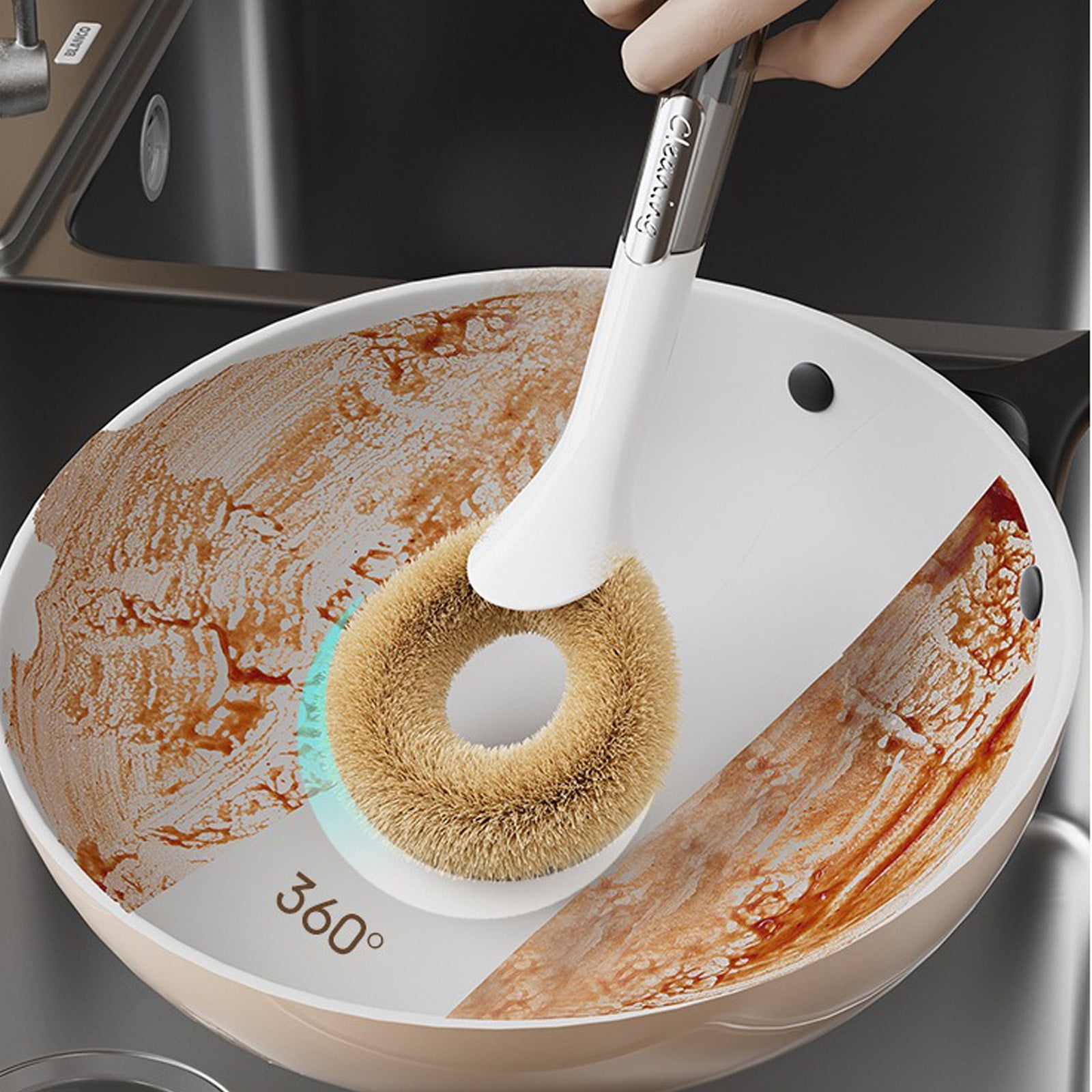 Kitchen Pot Brush Long Handle | Stain Remover for Pots & Pans ...