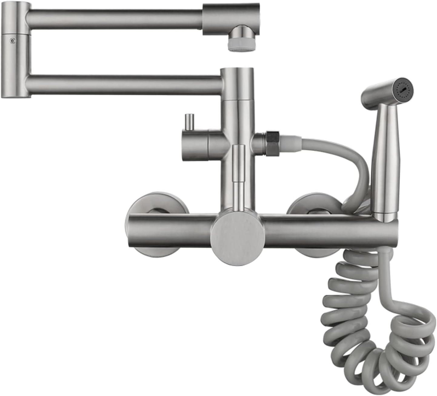 Kitchen Pot Filler Faucet with Spray Gun, Wall Mounted Folding Kitchen ...