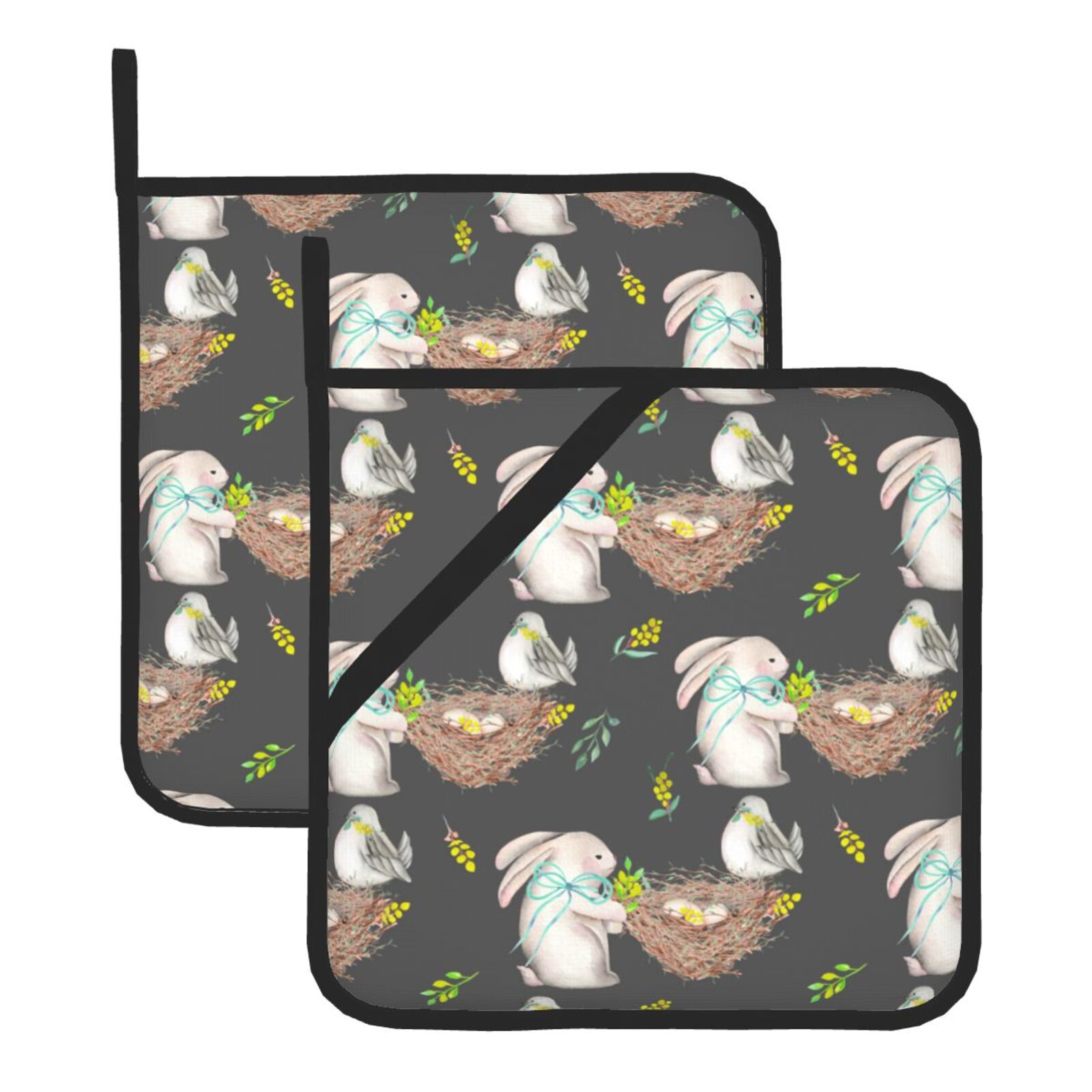 Kitchen Pot Holders Heat Resistant Oven Hot Pads With Hand Pockets And ...