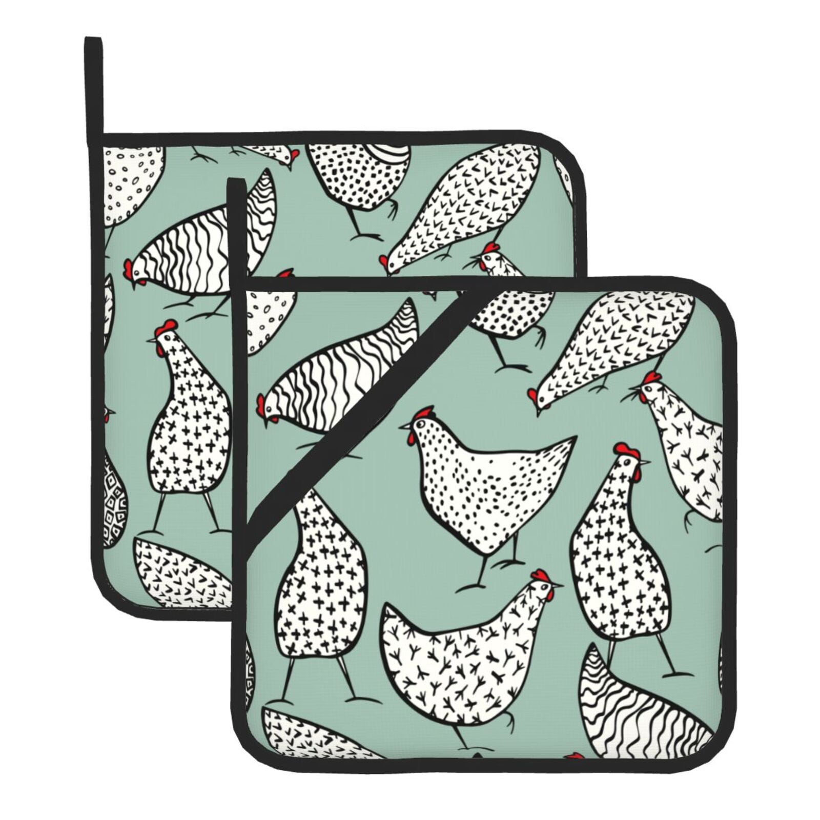 Kitchen Pot Holders Heat Resistant Oven Hot Pads With Hand Pockets And ...