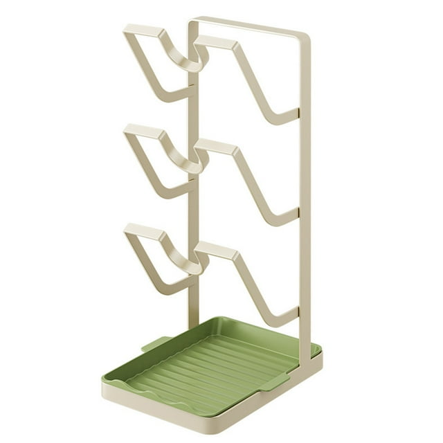 Kitchen Pot Lid Rack Three Layer Pot Lids Holder with Detachable Drain ...
