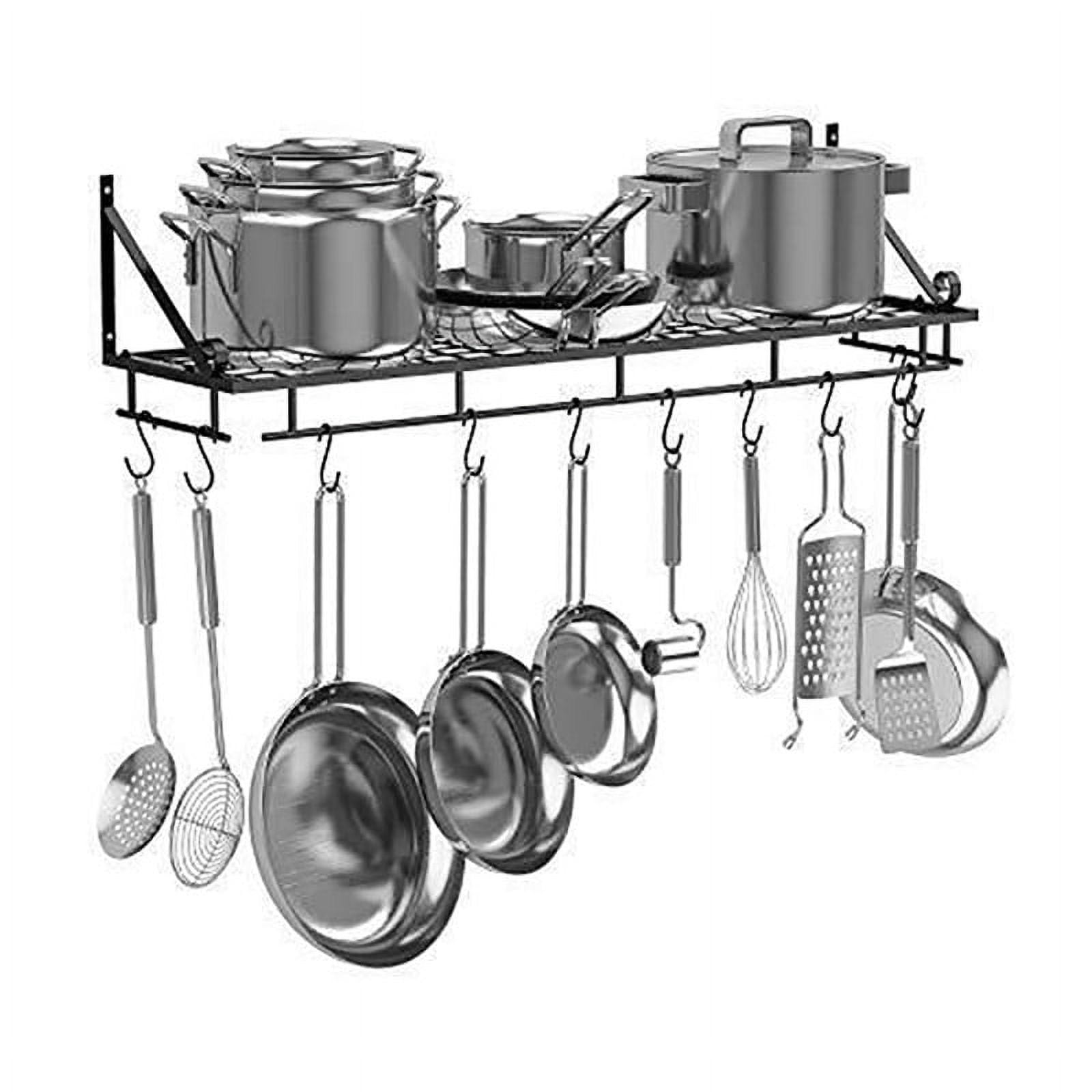 Kitchen Pot and Pan Rack, Wall Mounted Pot Pan Organizer Iron Storage ...