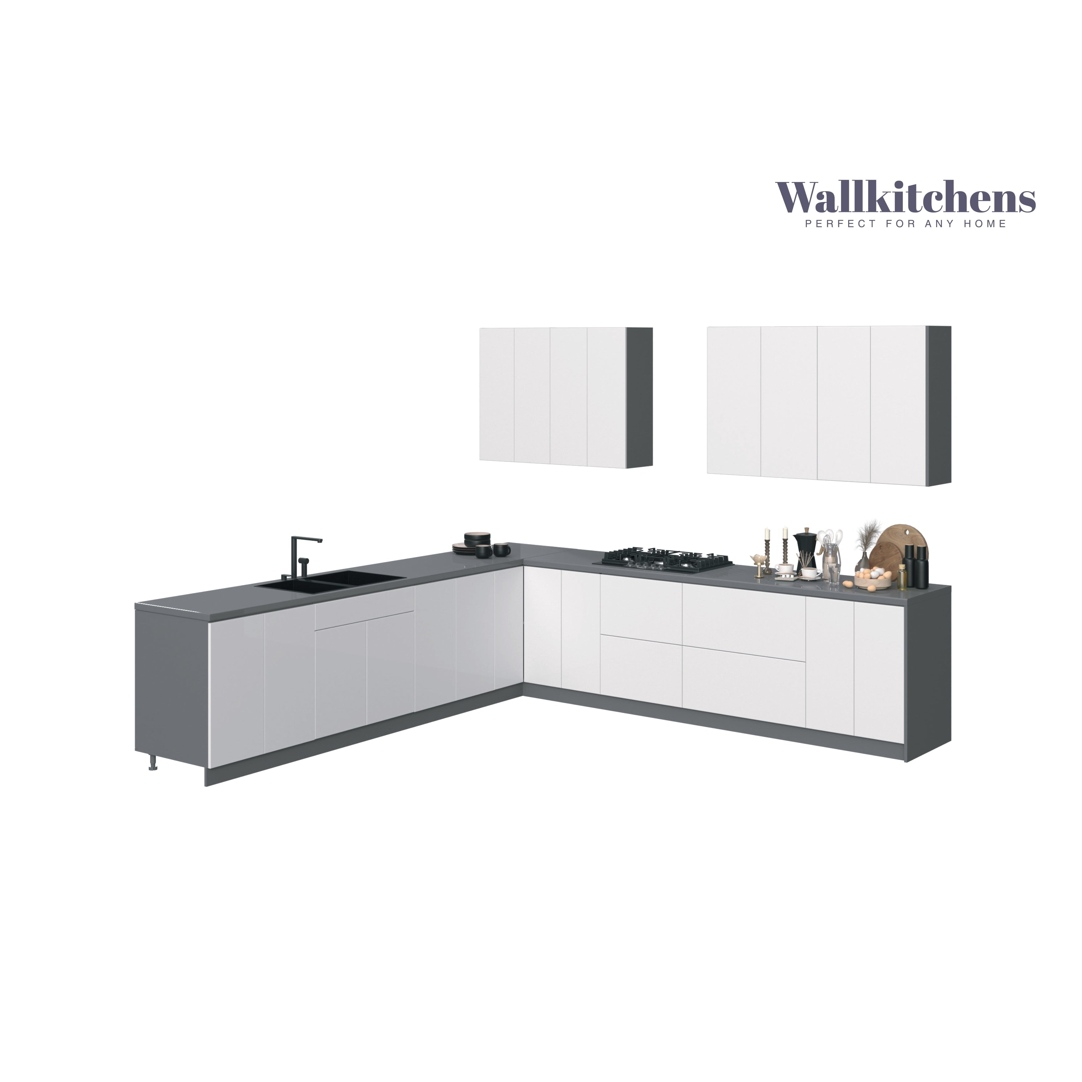 Kitchen Prodigy Collection White Gloss Color Base Size 11Ft Wide ...