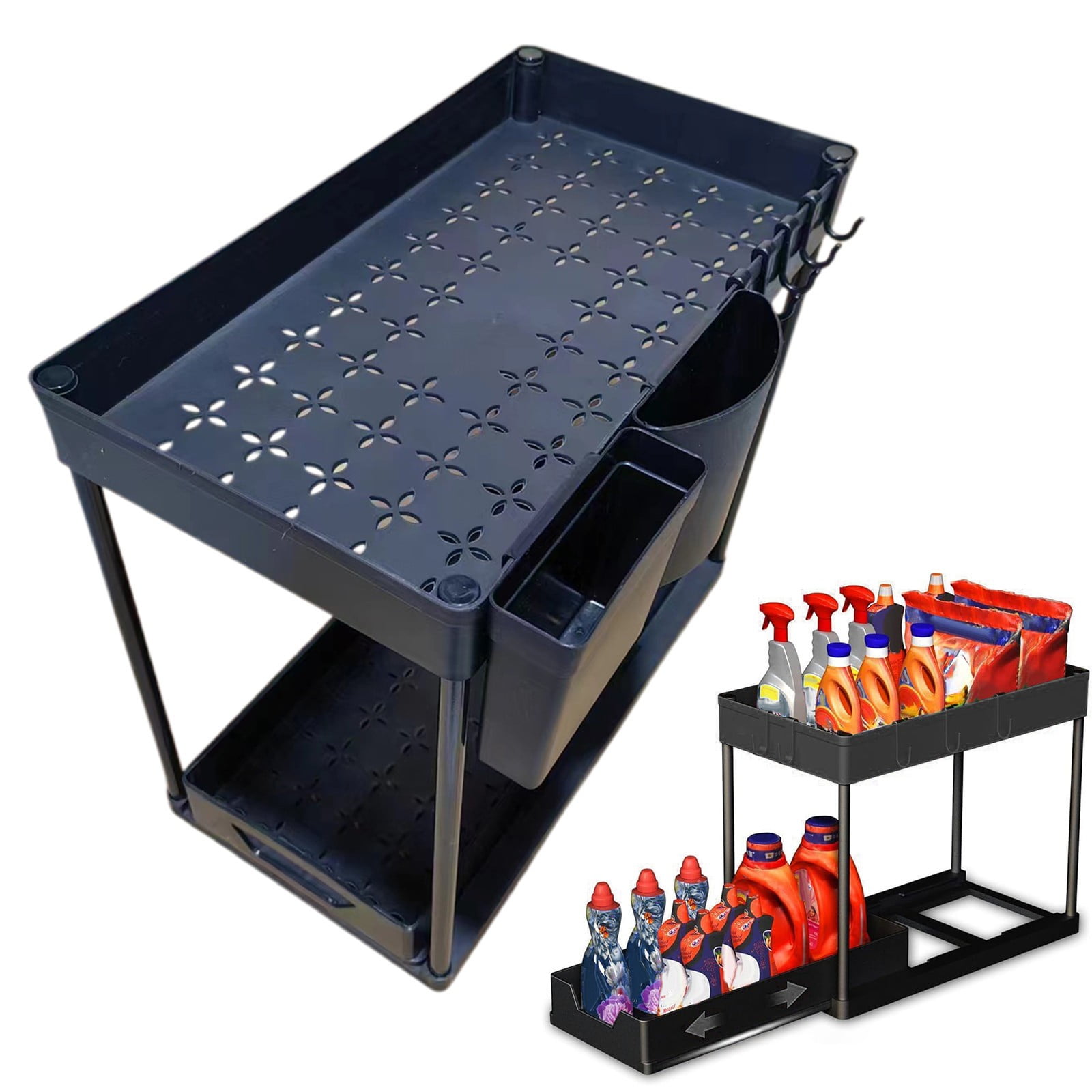 Kitchen Rack 2Pc Under Organizer Rack 2 Tier Under Sliding Cabinet ...