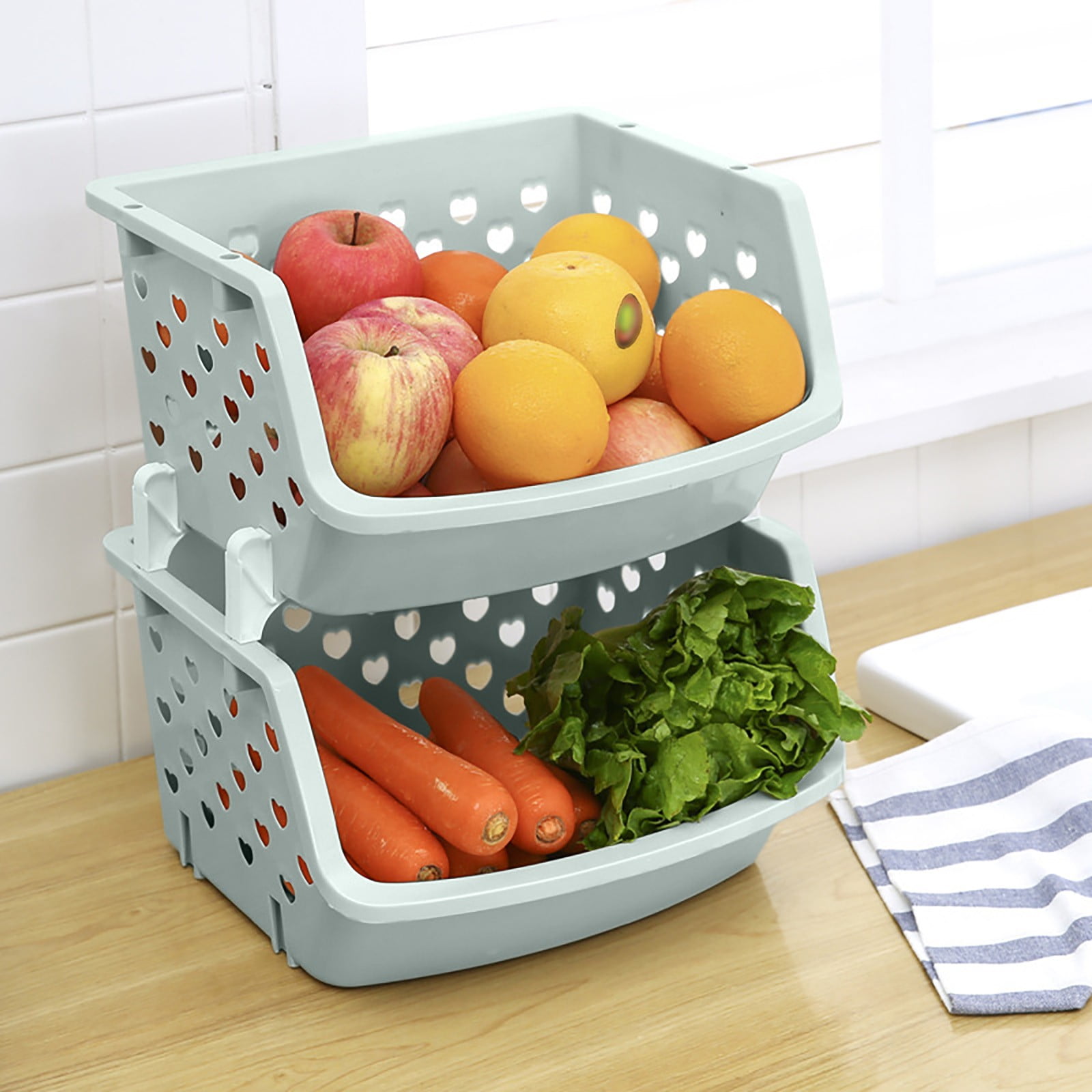 Kitchen Rack Plastic Stackable Storage Bins For Pantry 1 Pack Stackable ...