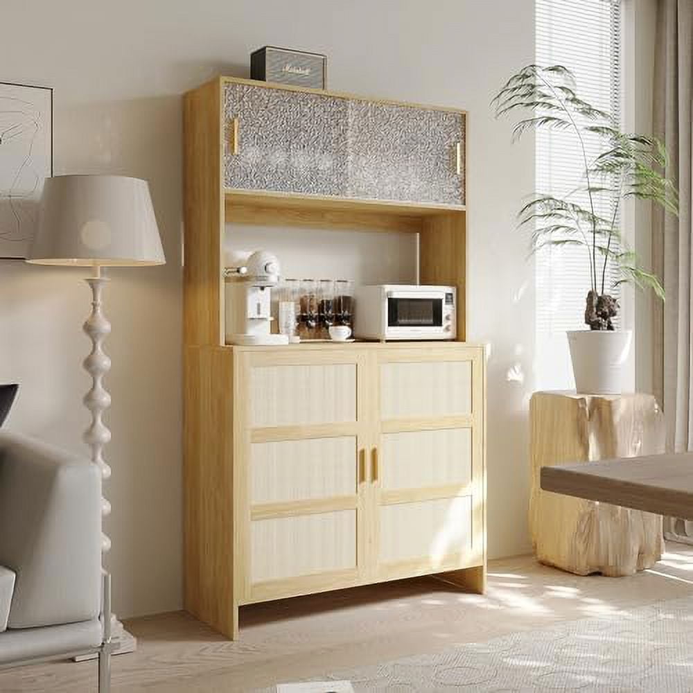 Kitchen Rattan Pantry Cabinet Cabinet with Rattan Doors Sliding Doors ...