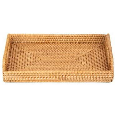 Rattan Round Serving Tray, Hand-Woven Rattan Tray Serving Tray with ...