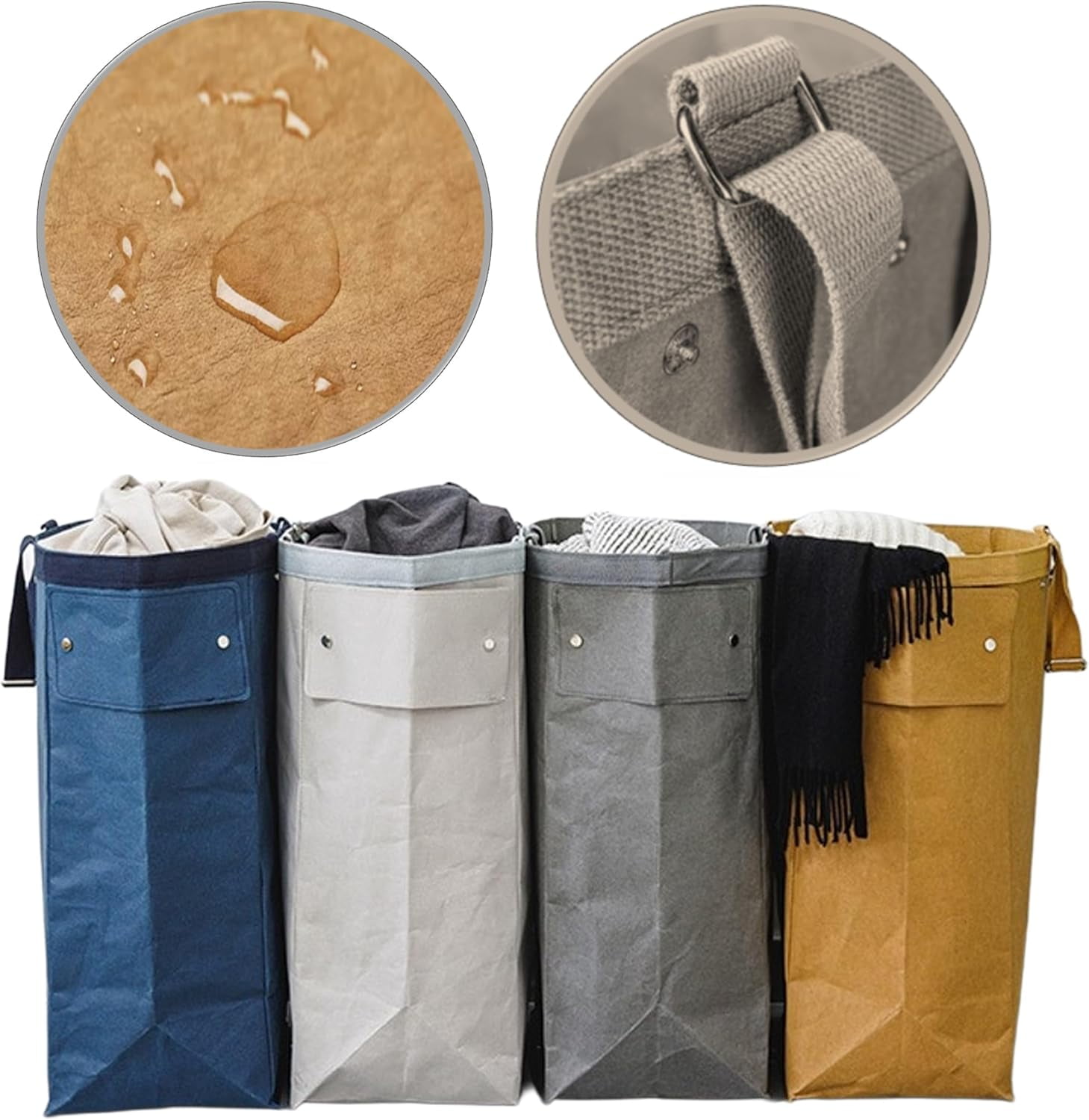 Kitchen Recycling Bin, Large Washable Paper Bags - Sturdy, Foldable ...