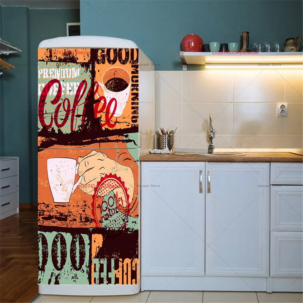 Kitchen Refrigerator Door ration Graffiti Poster Coffee Shop ration ...