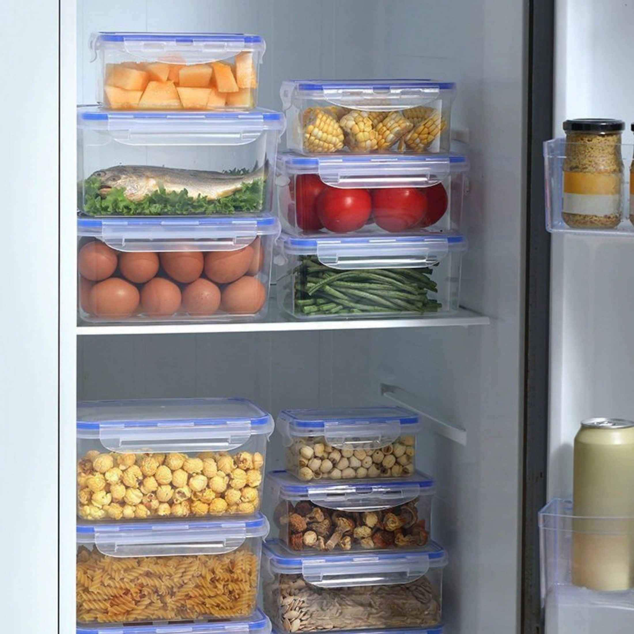 Kitchen Refrigerator Storage Box With Lid, Transparent Microwave Safe ...