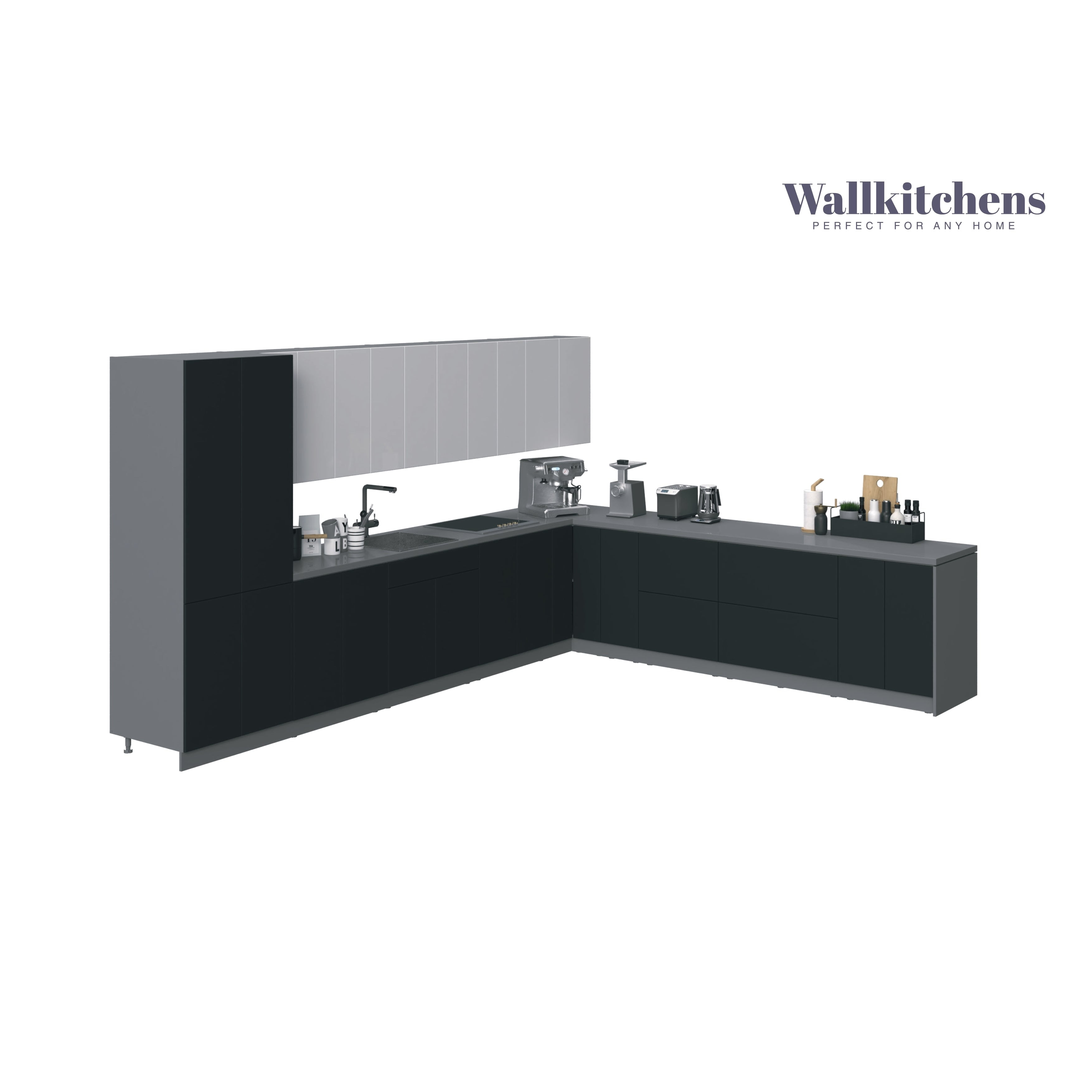 Kitchen Regal Collection Black & White Gloss Color Base Size 13Ft Wide ...