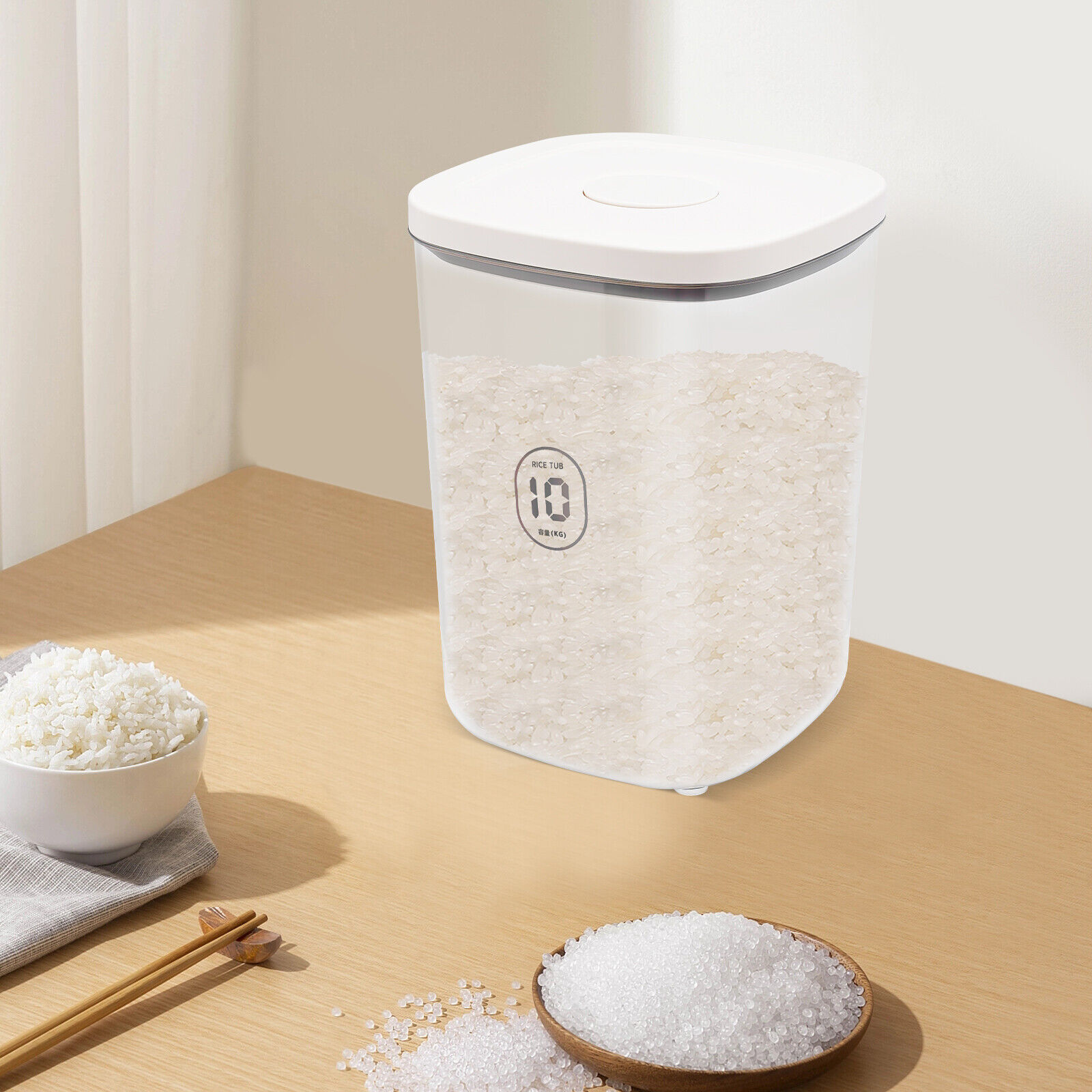Kitchen Rice Dispenser Tabletop Sugar Container Storage 10 kg with ...