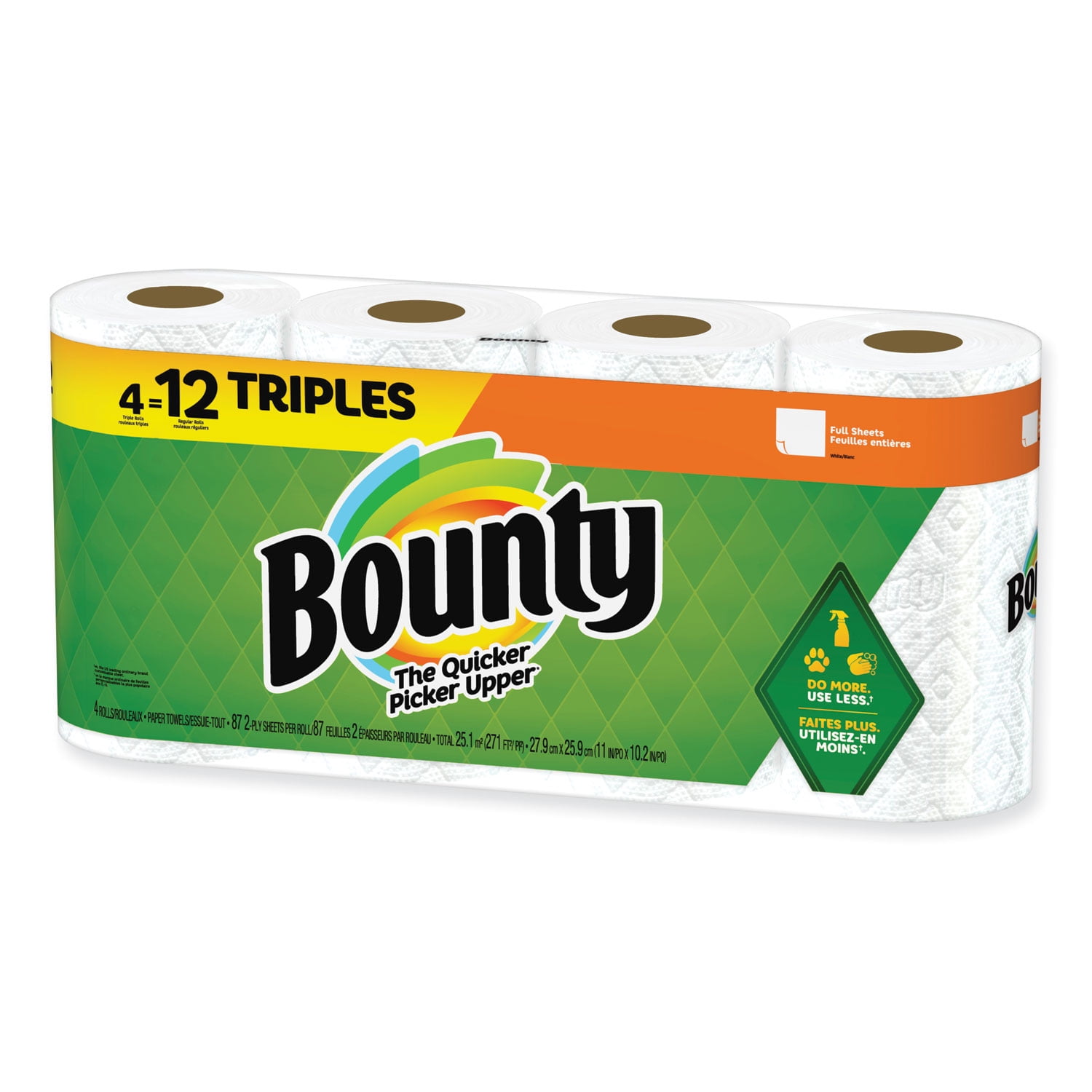 Kitchen Roll Paper Towels, 2-Ply, White, 10.5 x 11, 87 Sheets/Roll, 4 ...