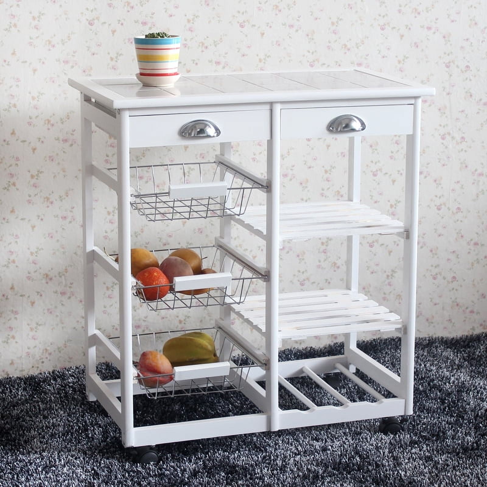 Kitchen Rolling Microwave Cart on Wheels, Microwave Oven Stand Storage ...
