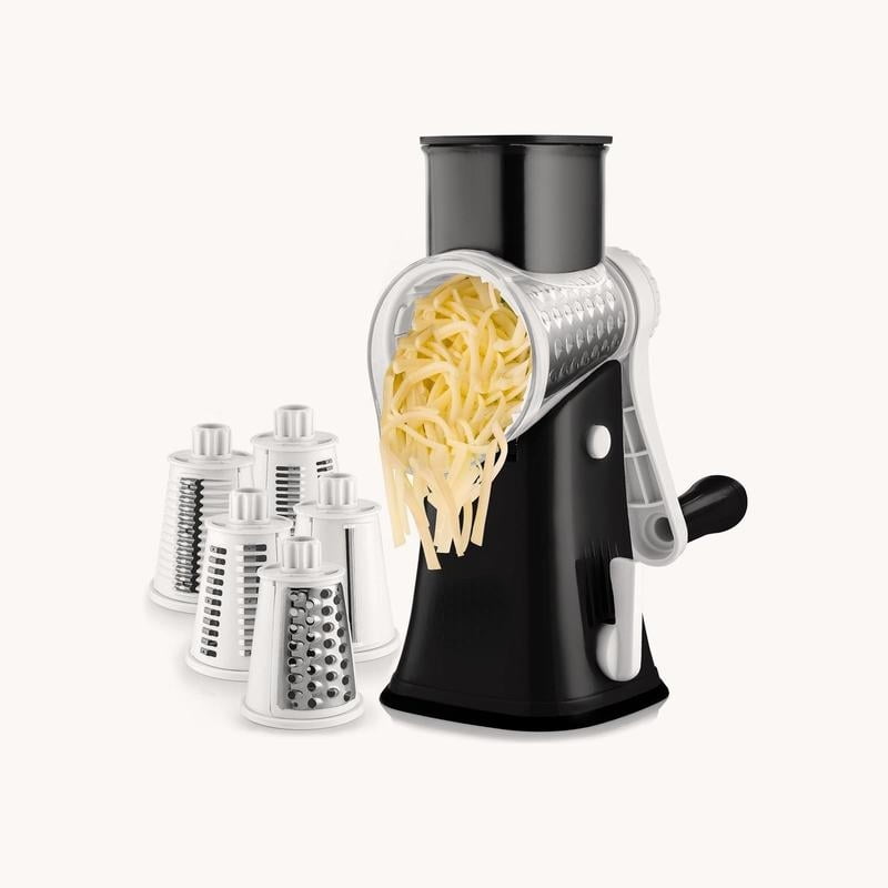 Kitchen Rotary Cheese Grater with 5 Interchangeable Blades - Manual ...