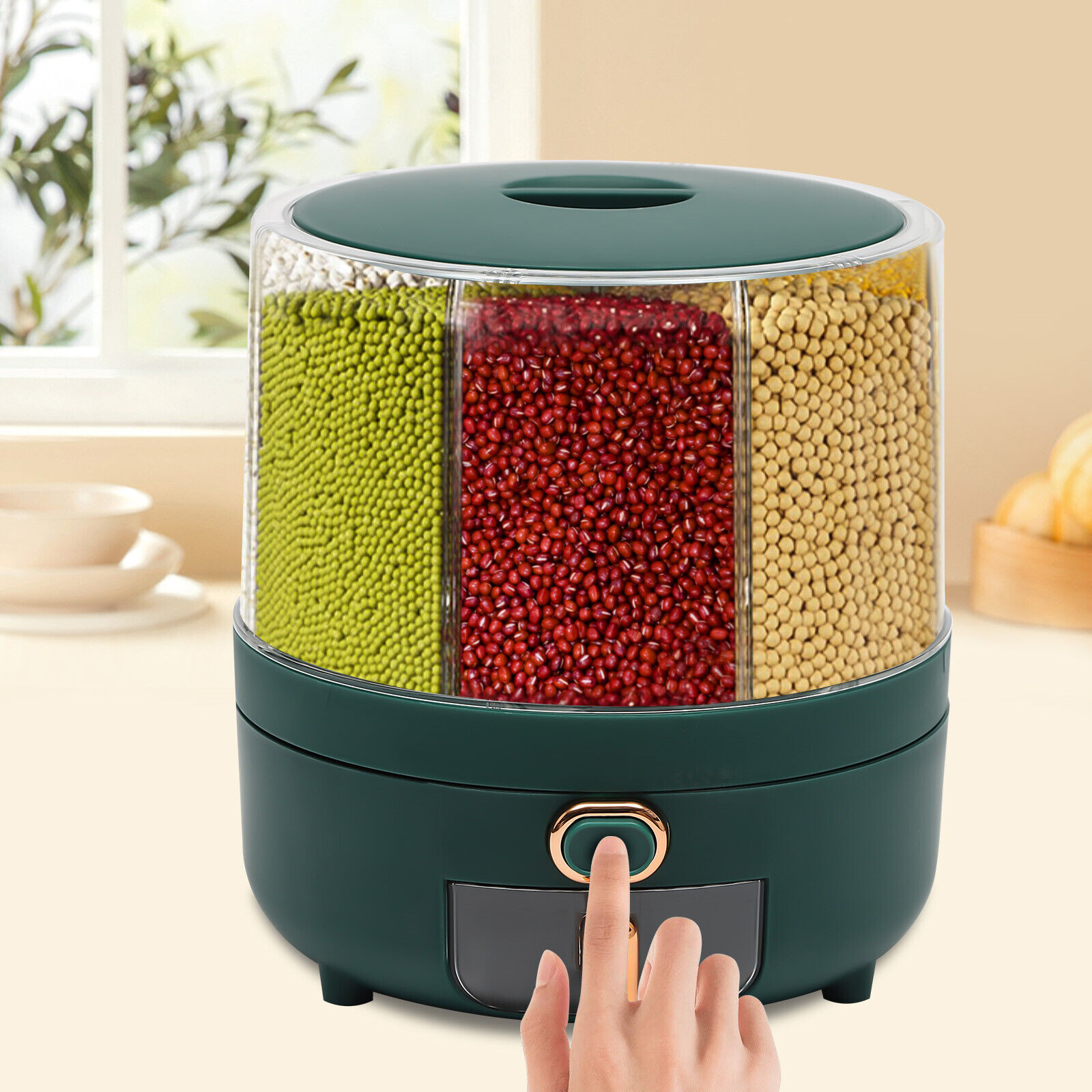 Kitchen Rotating Rice Dispenser Box Dry Grain Food Storage Container ...