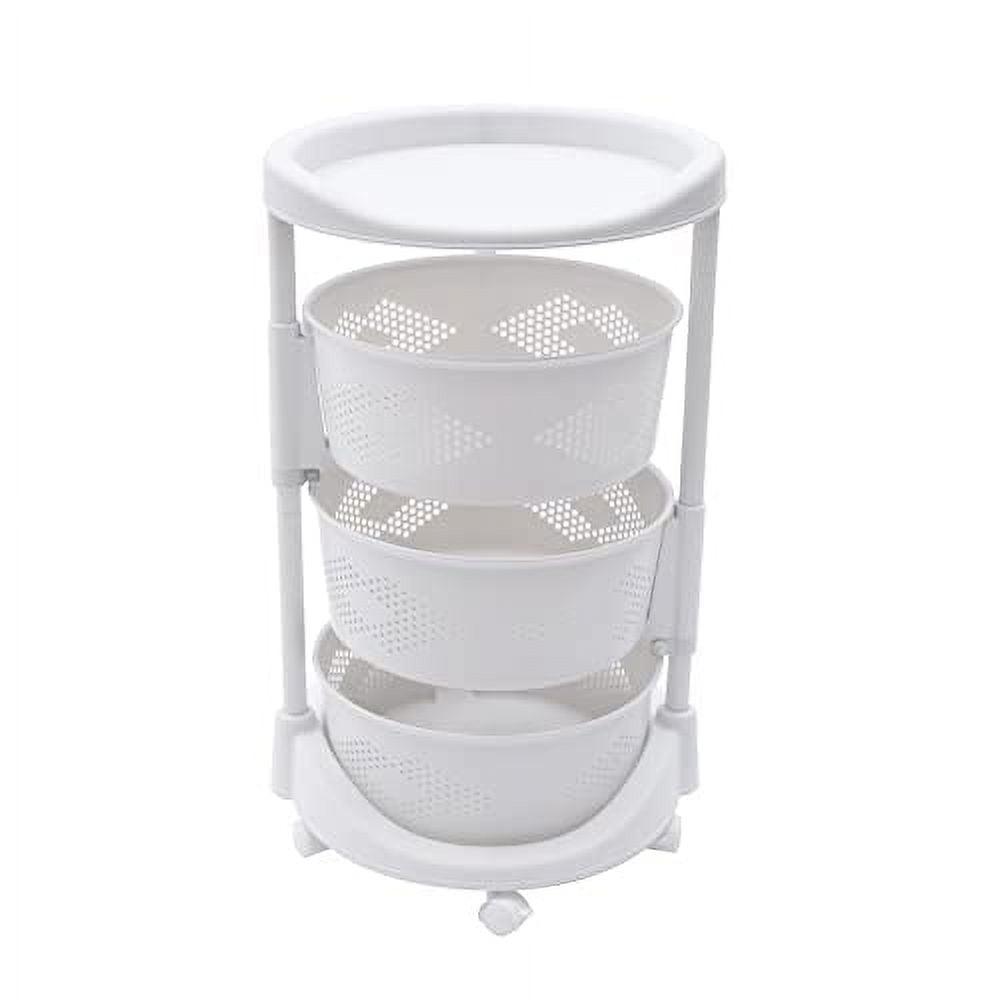 Kitchen Rotating Storage Rack, 3-Tier Round Rotating Basket of ...