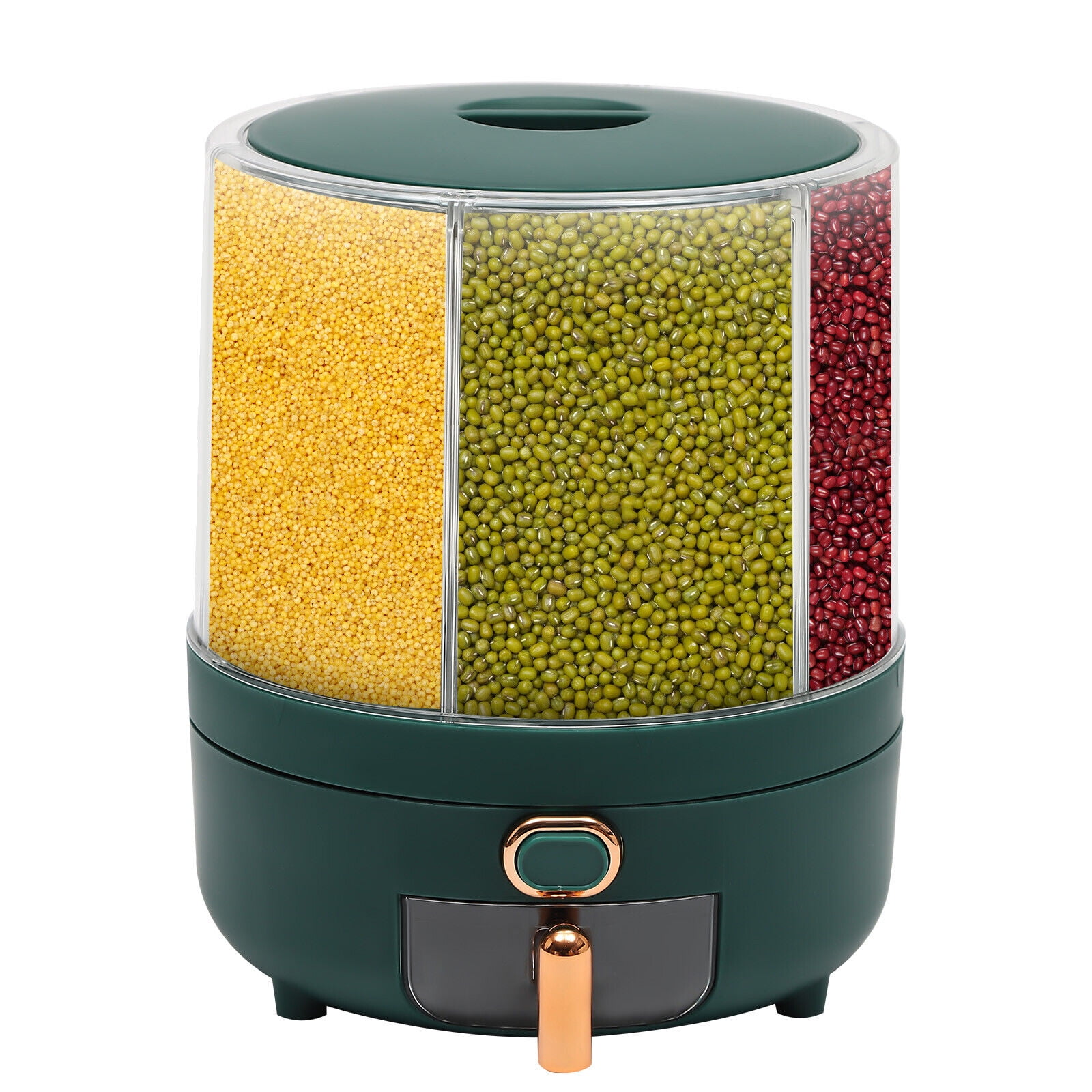 Kitchen Round Dry Food Dispenser 6-Grid Rice Storage Container Rice ...