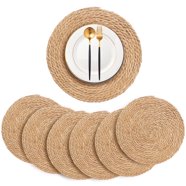 CHOSHOME 4 Pack Natural Water Hyacint Round Woven Placemats, Braided ...