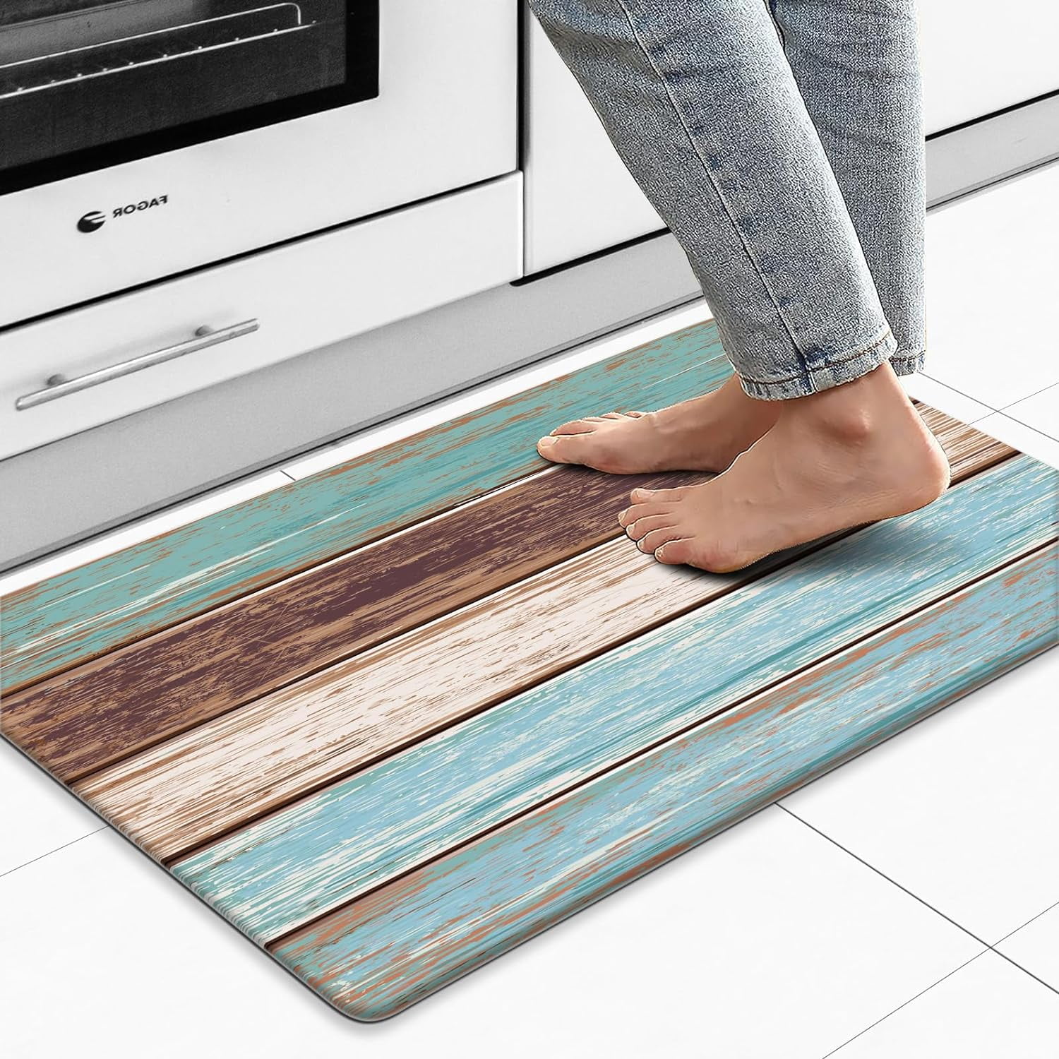 Kitchen Rug Anti Fatigue Kitchen Mat Cushioned Farmhouse Kitchen Rugs ...