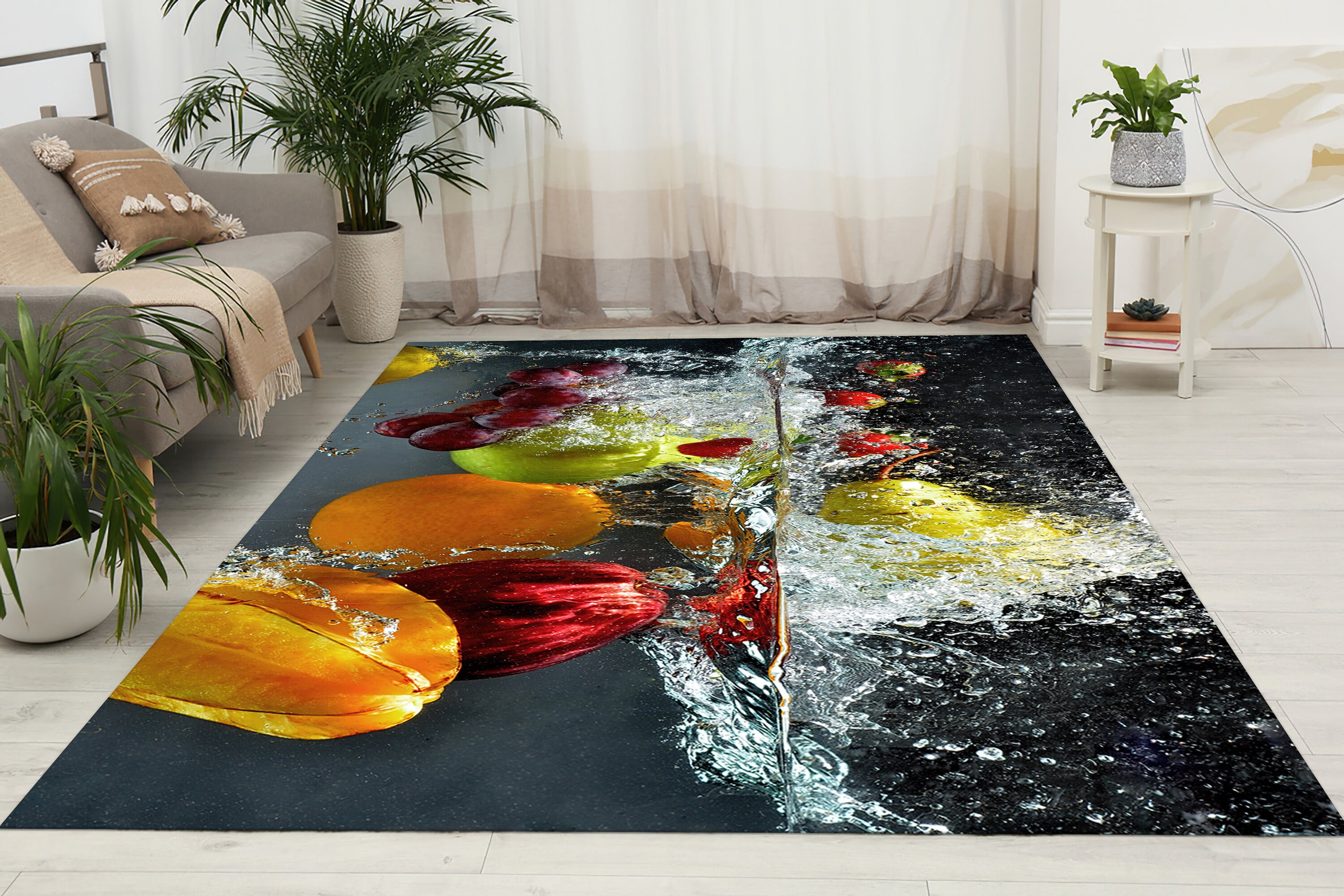 Kitchen Rug, Modern Rugs, Cute Rug, Fruits Splash Rugs, Door Mat Rug ...