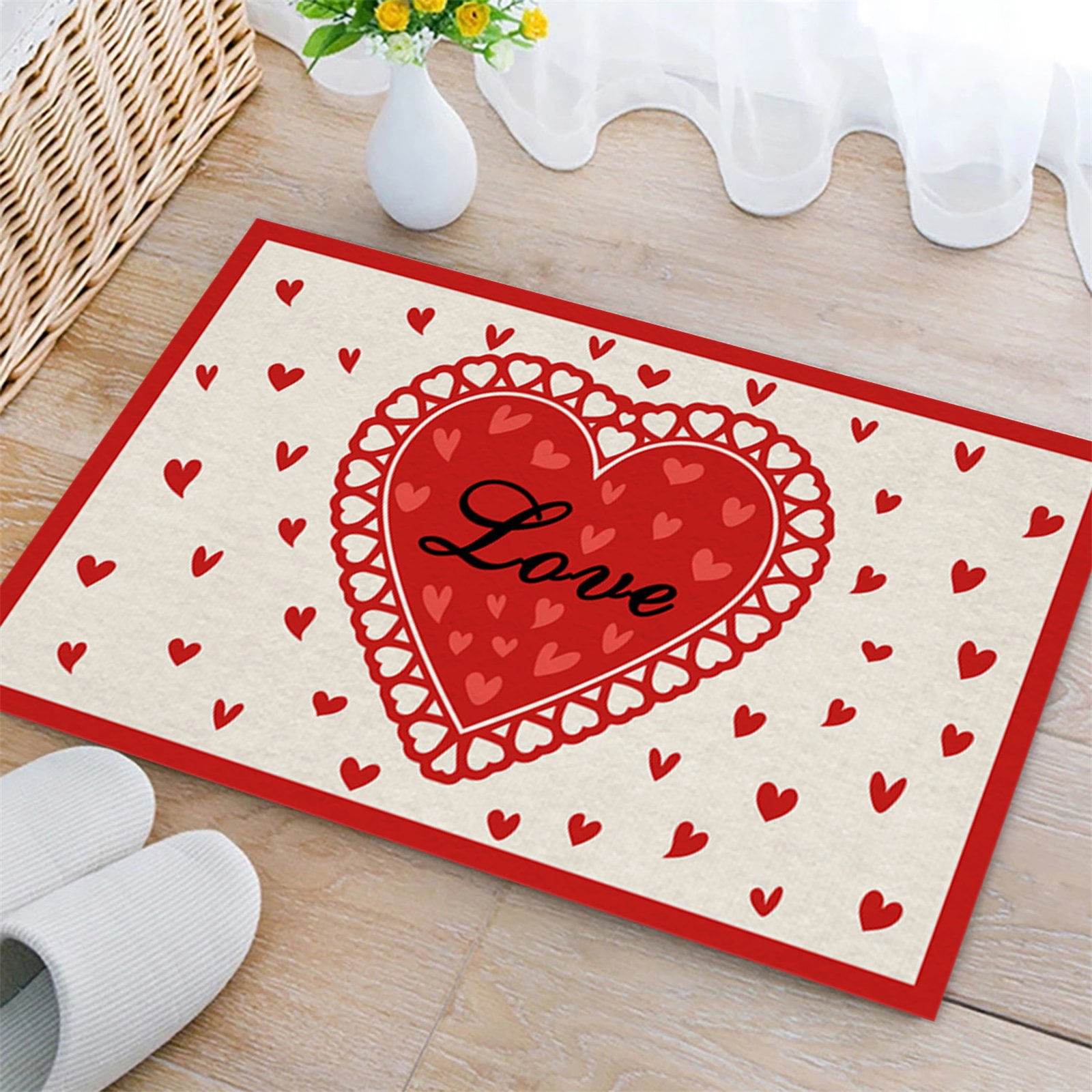 Kitchen Rug Red Love Tree Valentine's Day Floor Mat Toilet Entrance ...