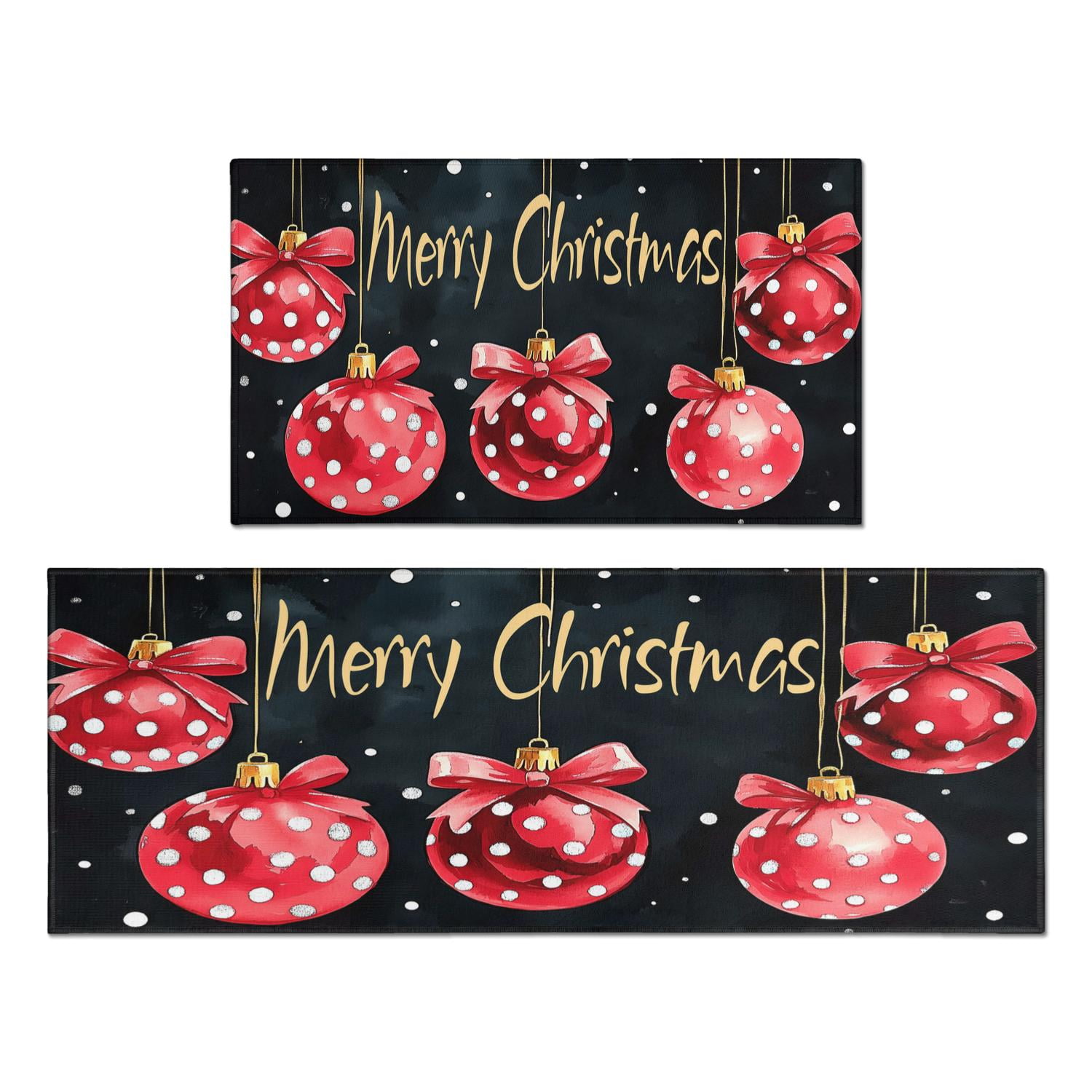 Kitchen Rug Set of 2 Absobent Kitchen Mats for Floor,Colorful Christmas ...