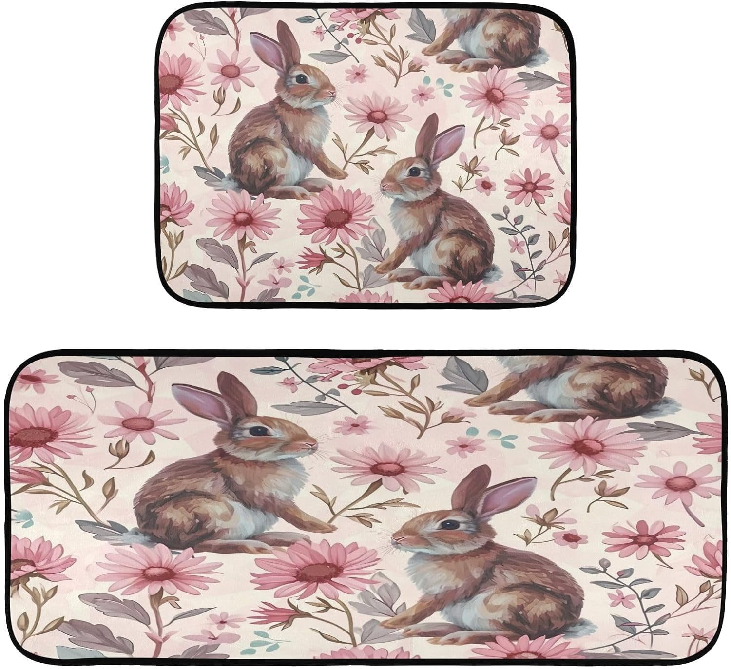 Kitchen Rug Set of 2, Easter Bunny Cushioned Anti-Fatigue Kitchen Mat ...