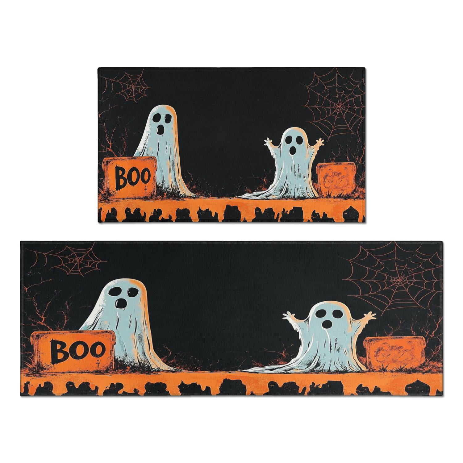 Kitchen Rug Set Of 2 Non Slip Kitchen Mats for Floor,Halloween Scary ...
