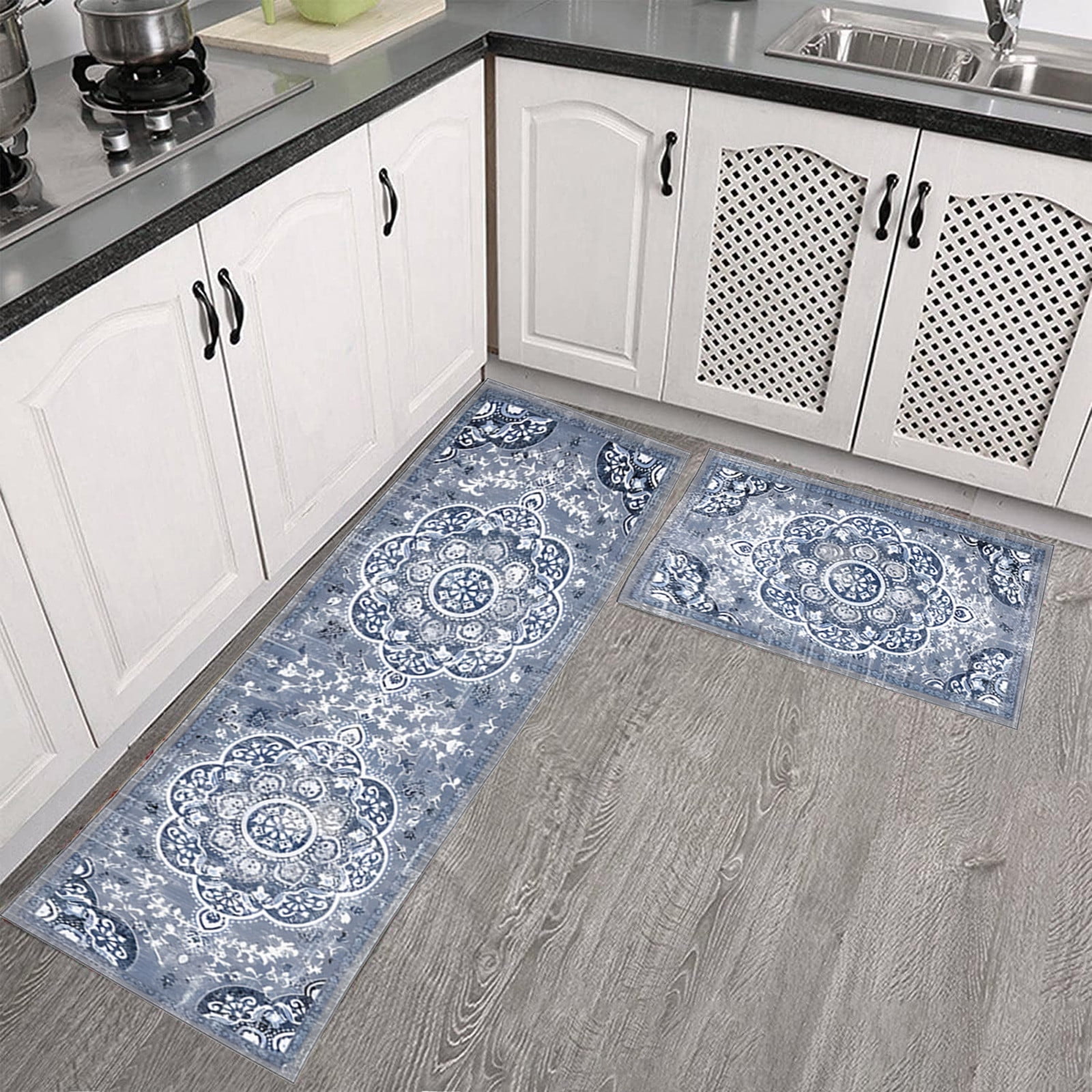 Kitchen Rug Sets Two-Piece Soft Non-Slip Floor Mats for Kitchens ...