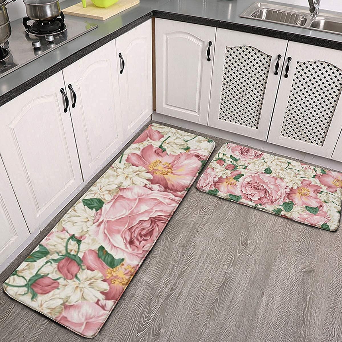 Kitchen Rug and Mat Set Non-Slip Rubber Back Floor Mats 2 Pieces ...