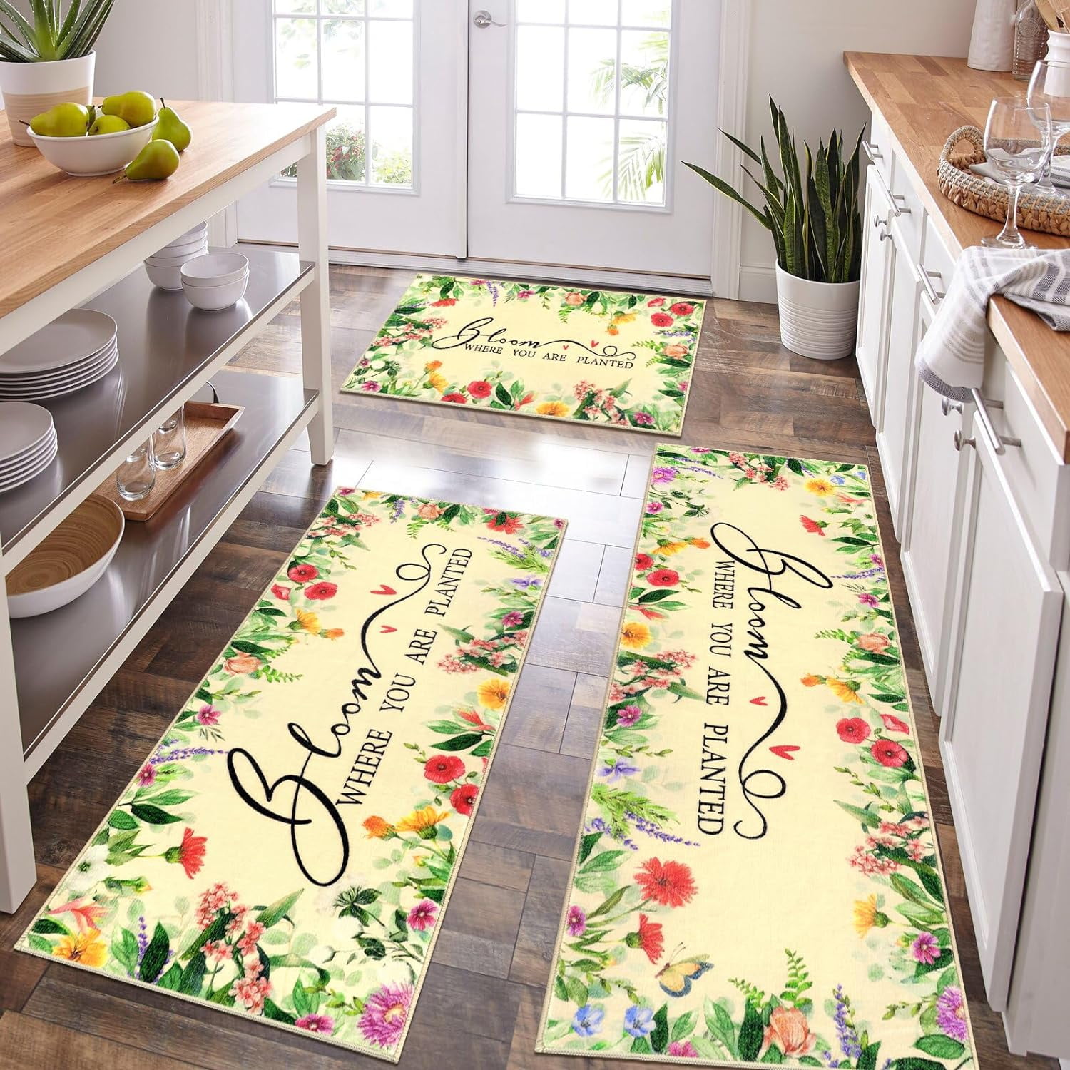 Yamaziot Kitchen Rug and Runner Sets of 3, Christmas Washable Area Room ...