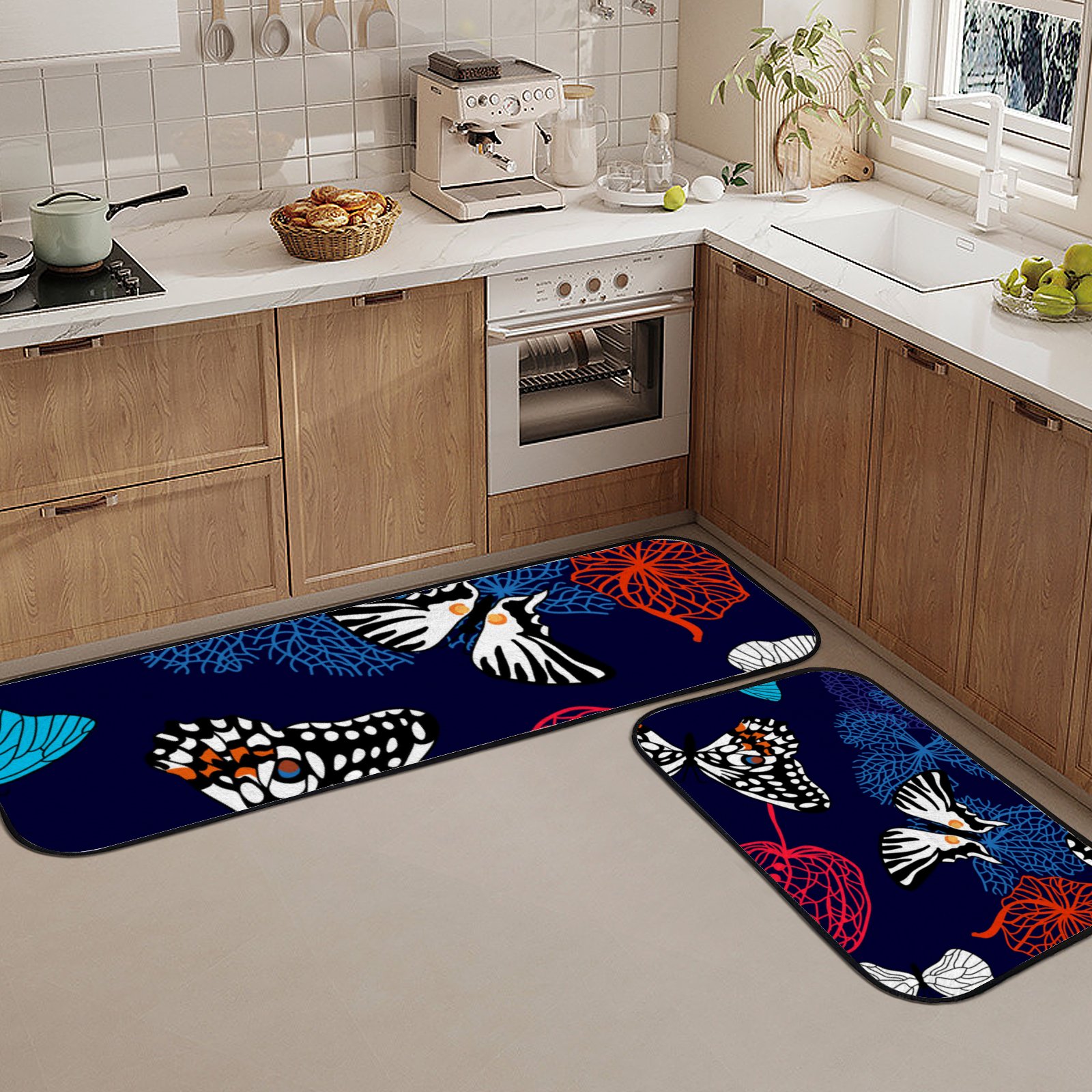 Kitchen Rugs 2 Piece Waterproof Non Slip Kitchen Kitchen Rug Set for ...