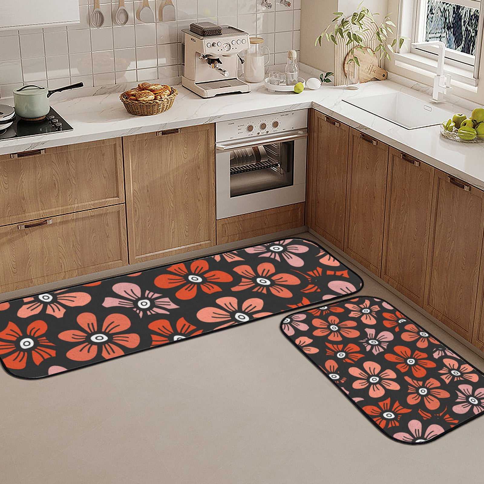 Kitchen Rugs 2 Piece Waterproof Non Slip Kitchen Kitchen Rug Set for ...