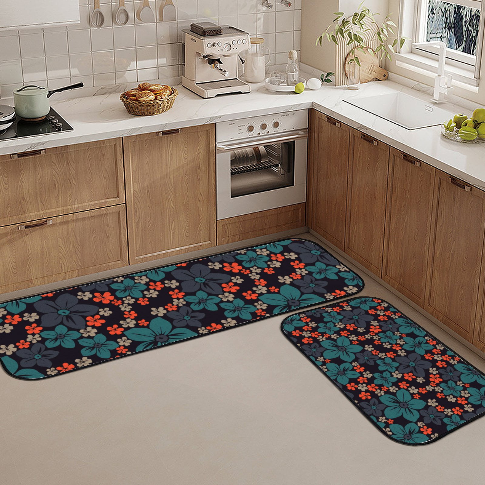 Kitchen Rugs 2 Piece Waterproof Non Slip Kitchen Kitchen Rug Set for ...