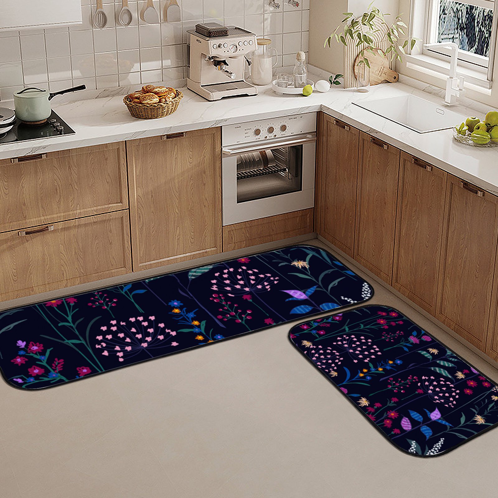 Kitchen Rugs 2 Piece Waterproof Non Slip Kitchen Kitchen Rug Set for ...