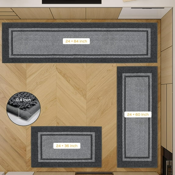 Kitchen Rugs 24" x 70", Non-Slip Machine Washable Kitchen Runner Rugs ...