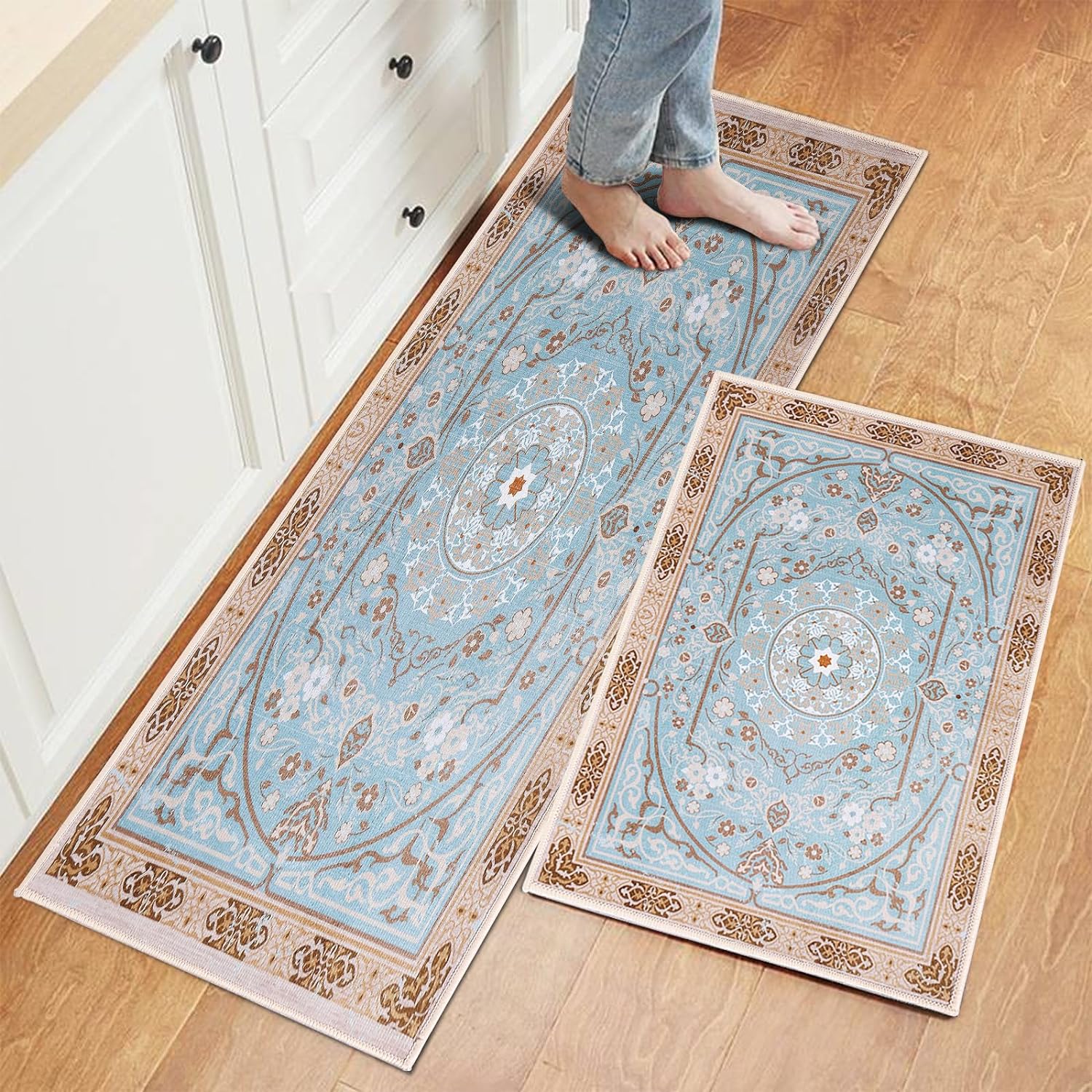 Kitchen Rugs, 2PCS Boho Kitchen Mats for Floor Bohemian Soft Comfort ...