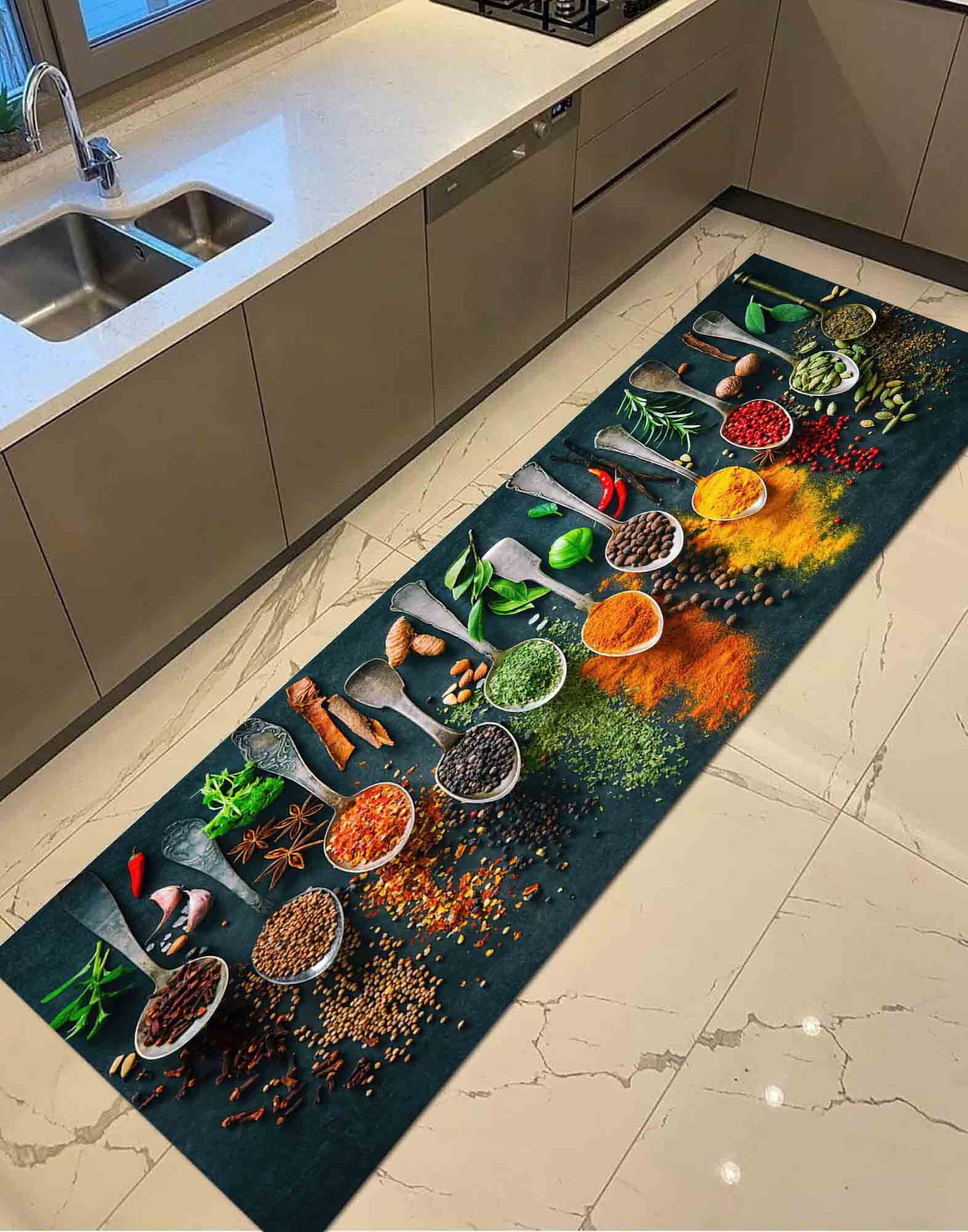 Kitchen Rugs, Indian Spices Rug, Spices Kitchen Rugs, 3D Printed Rugs ...