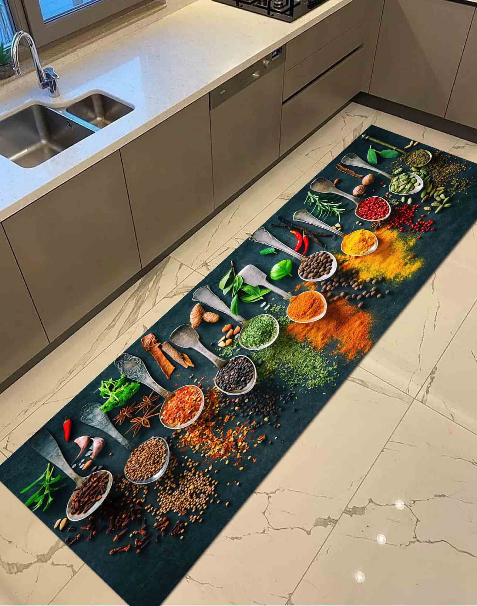 Kitchen Rugs, Indian Spices Rug, Spices Kitchen Rugs, 3D Printed Rugs ...