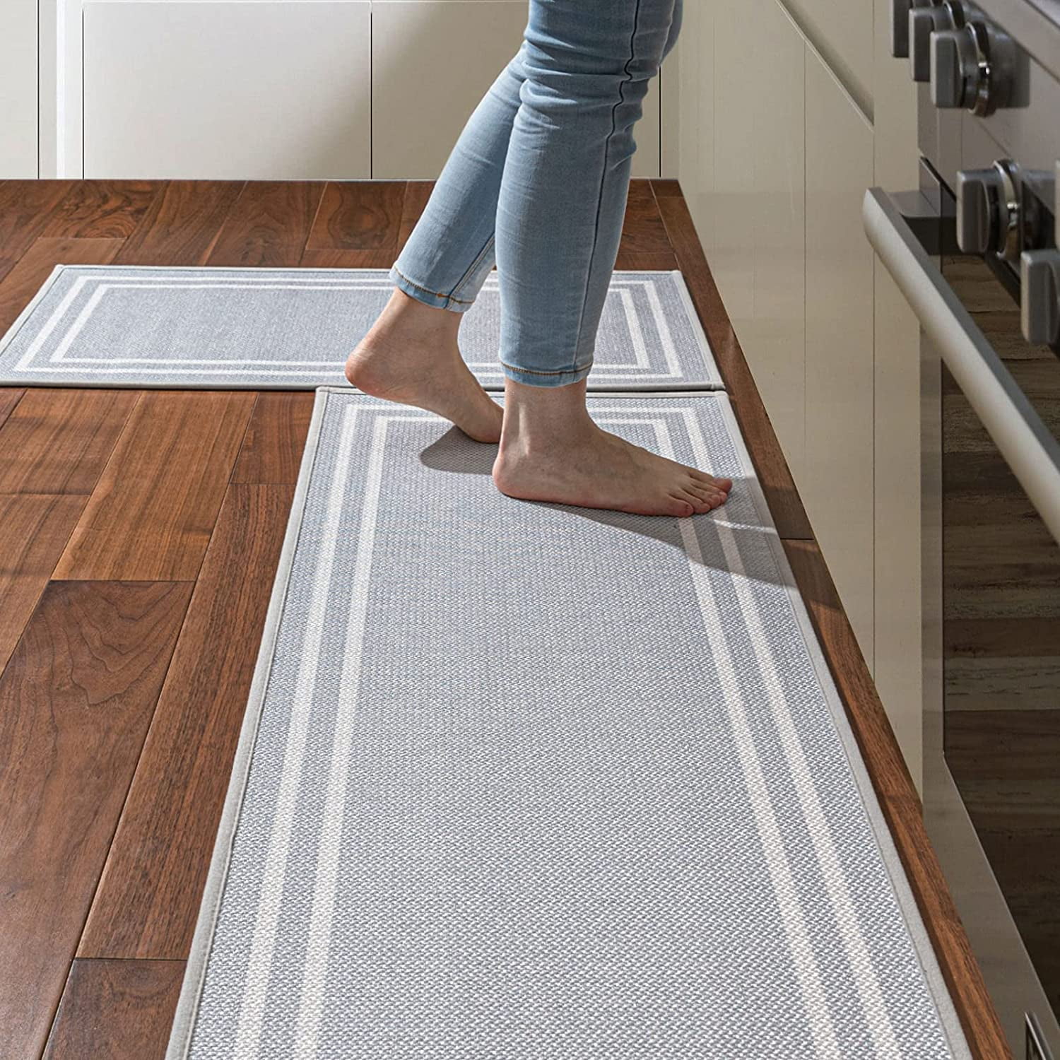 Feisina Gray Rectangle Kitchen Runner Rugs, 17"x32" and 17"x48", Anti ...