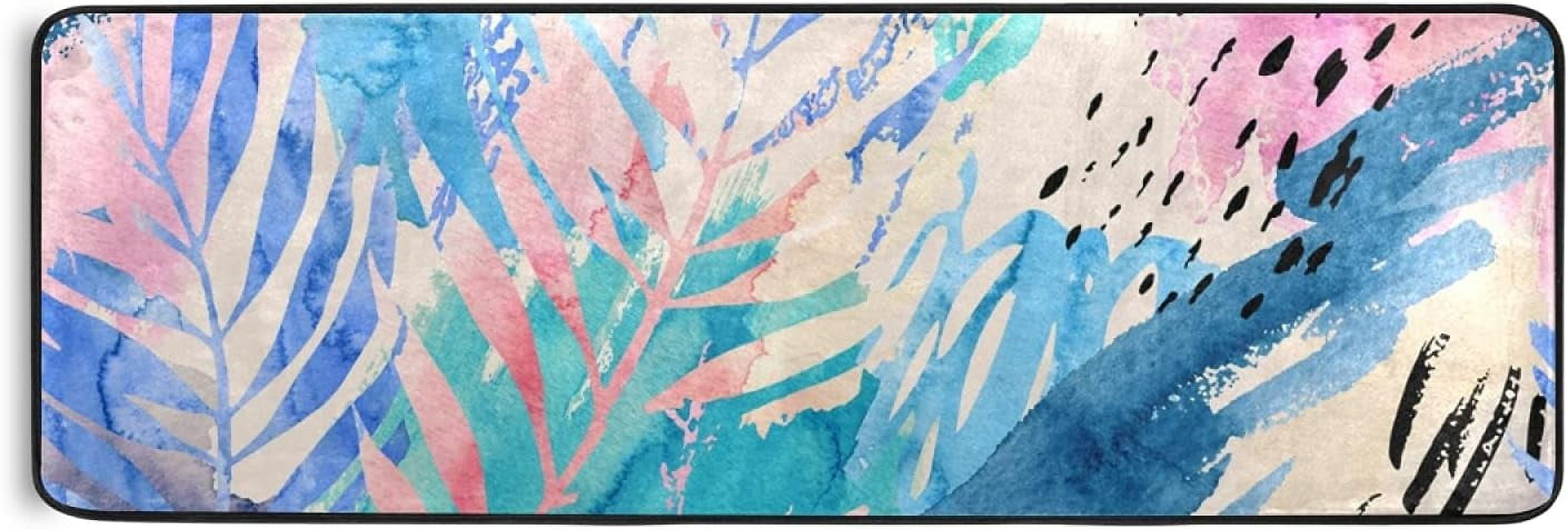 Kitchen Rugs and Mats Non-Skid Washable Runner Rugs Abstract Watercolor ...