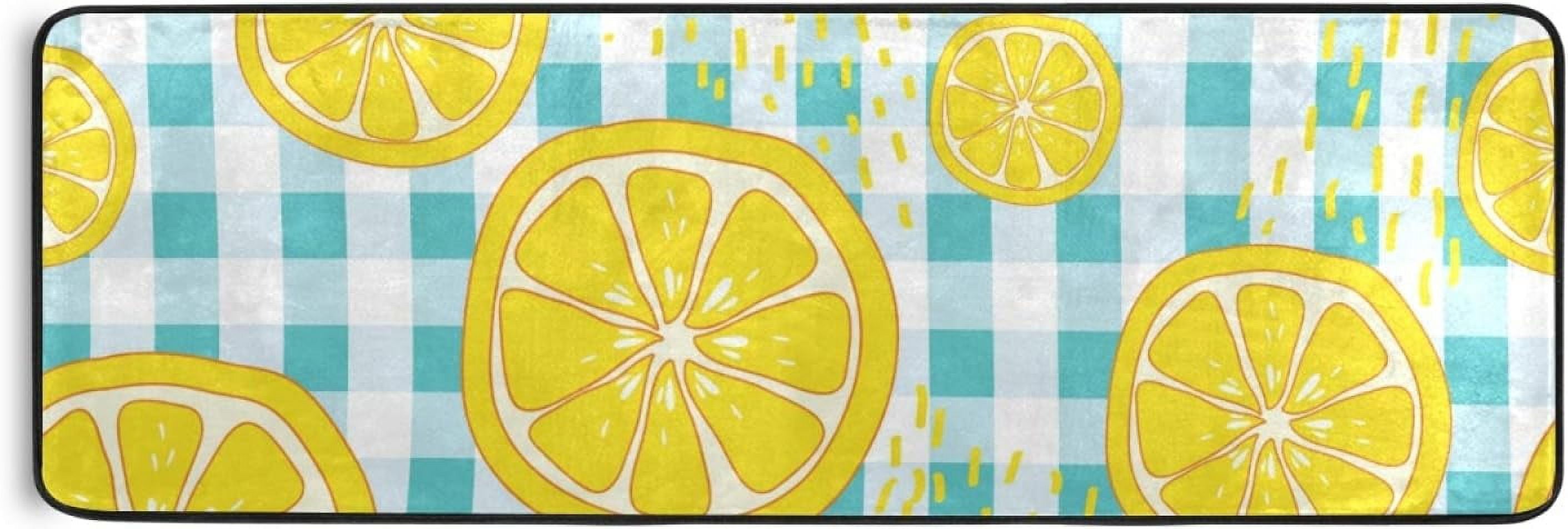 Kitchen Rugs and Mats Non-Skid Washable Runner Rugs Blue Checkered and ...