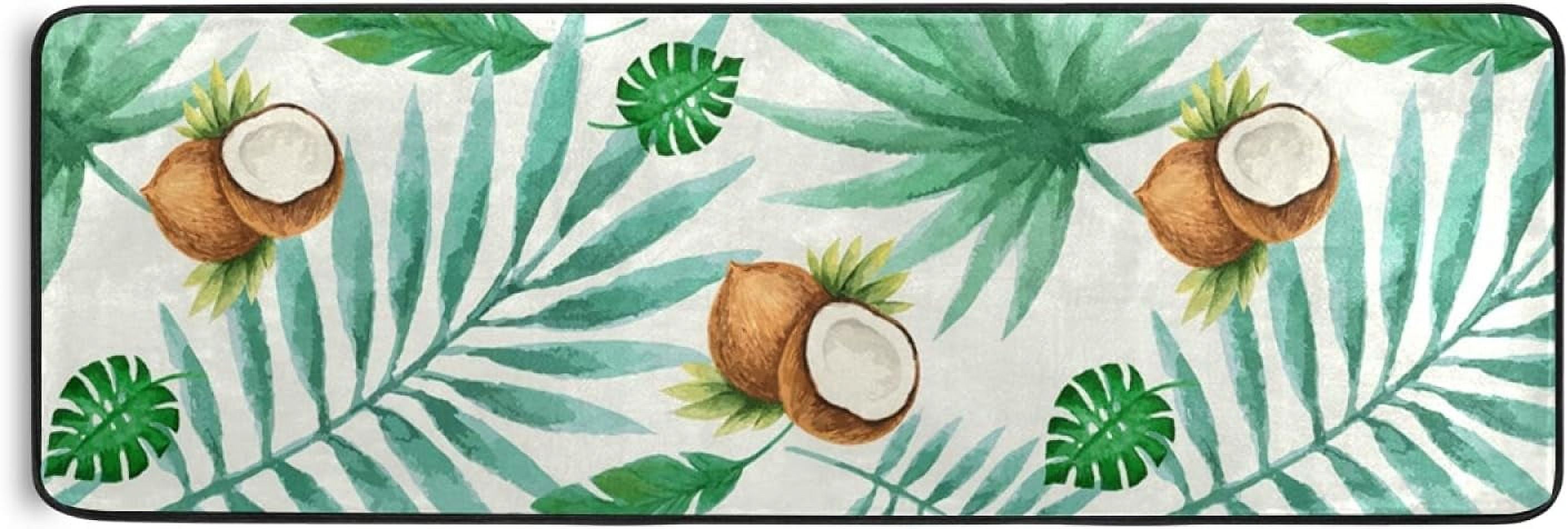 Kitchen Rugs and Mats Non-Skid Washable Runner Rugs Watercolor Coconut ...