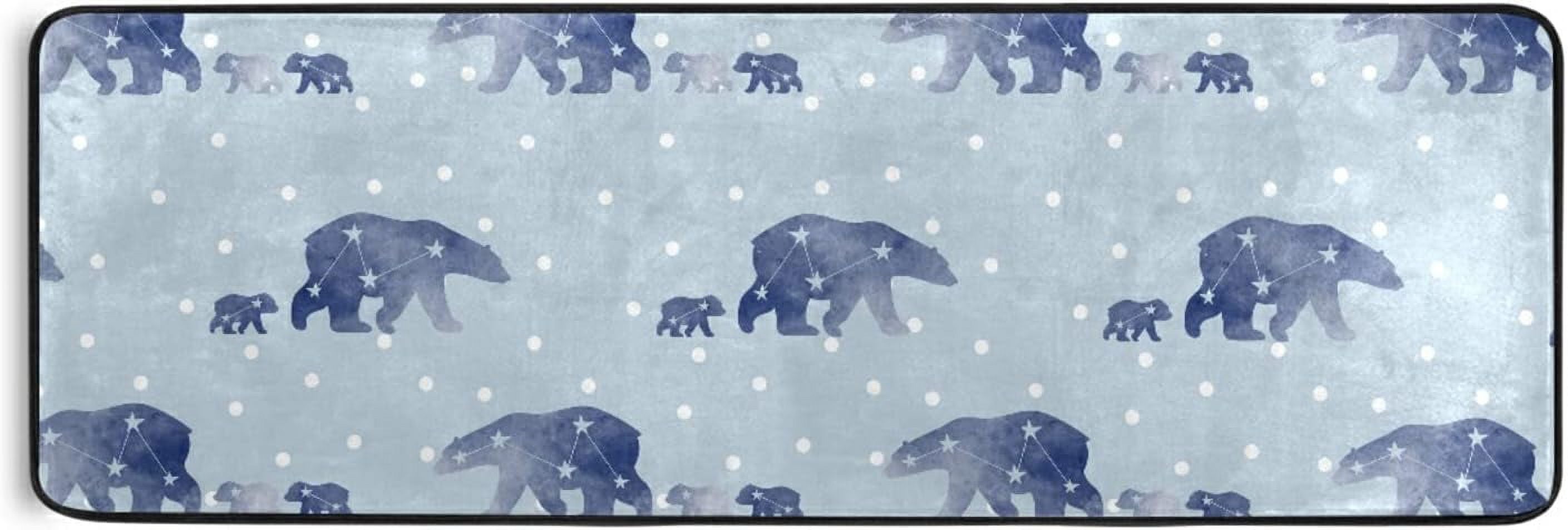 Kitchen Rugs and Mats Non-Skid Washable Runner Rugs Winter Animal Polar ...
