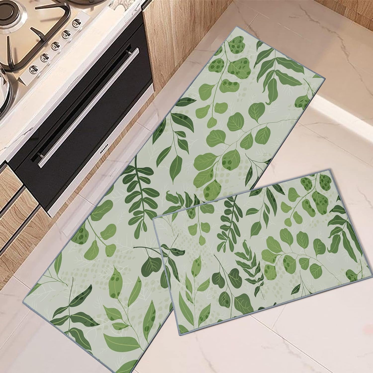 Kitchen Rugs and Mats Non Skid Washable Set of 2, Botanical Kitchen ...