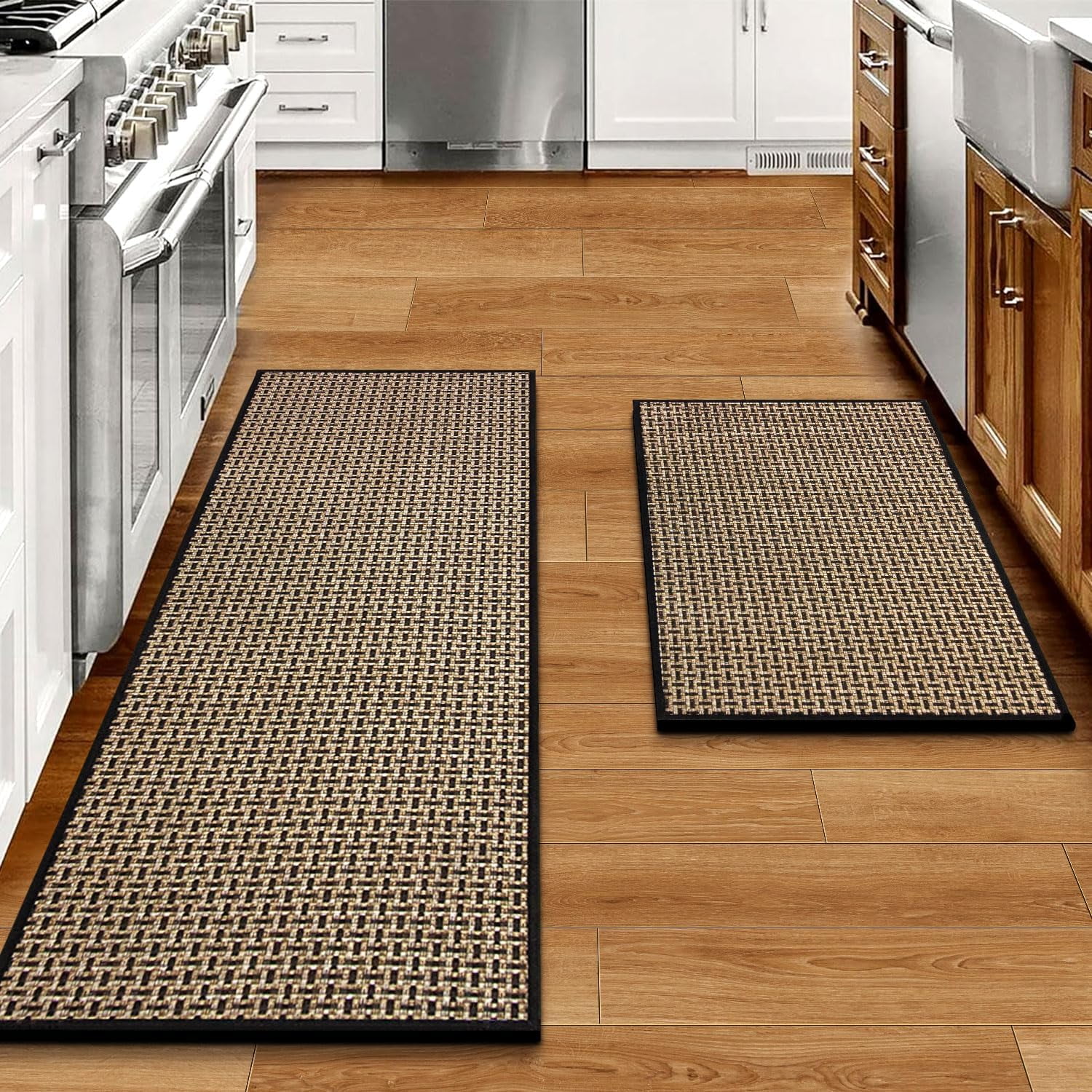 Kitchen Rugs and Mats Non Skid Washable Set of 2 PCS, Absorbent Runner ...