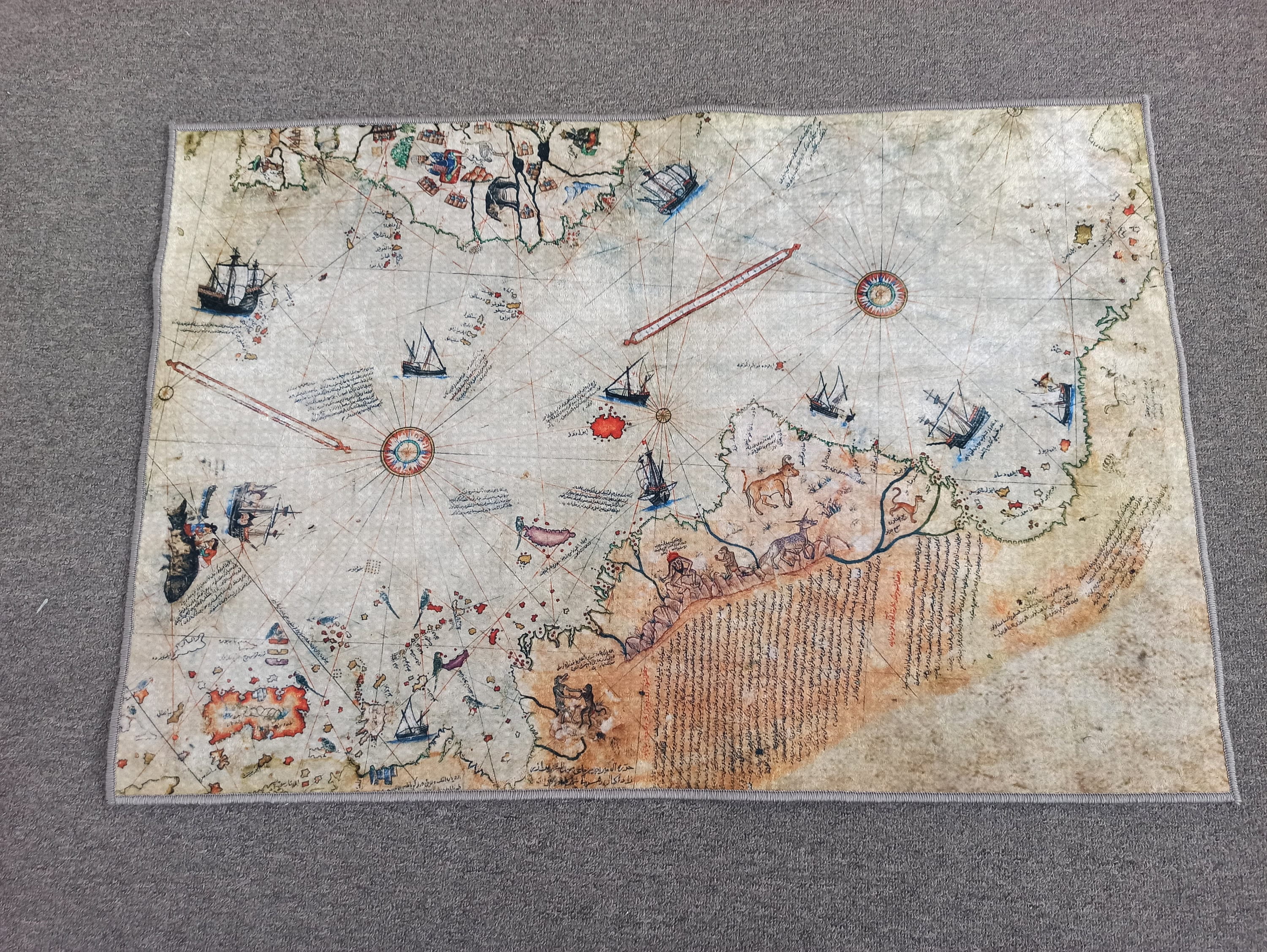 Kitchen Rugs, Piri Reis Rugs, Antique Map Rug, Map Rugs, Piri Reis Map ...